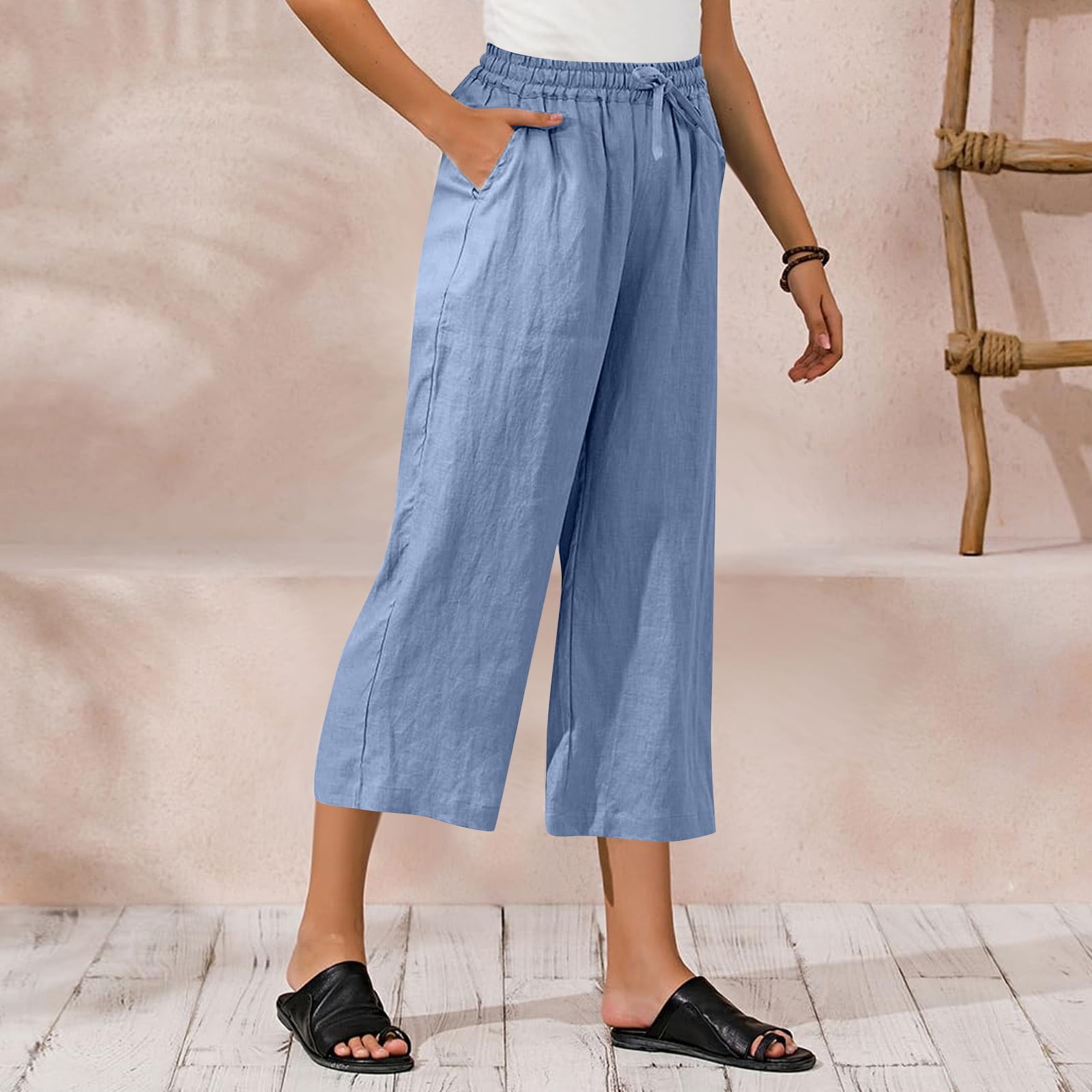 Cyglowse Womens Pull on Capris Petite Summer Pajama Capris Plus Size ...