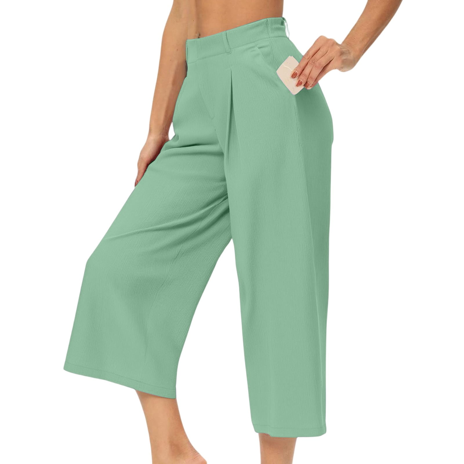 Cyglowse Womens Pull on Capris with Pockets Yoga Summer Crop Pants ...