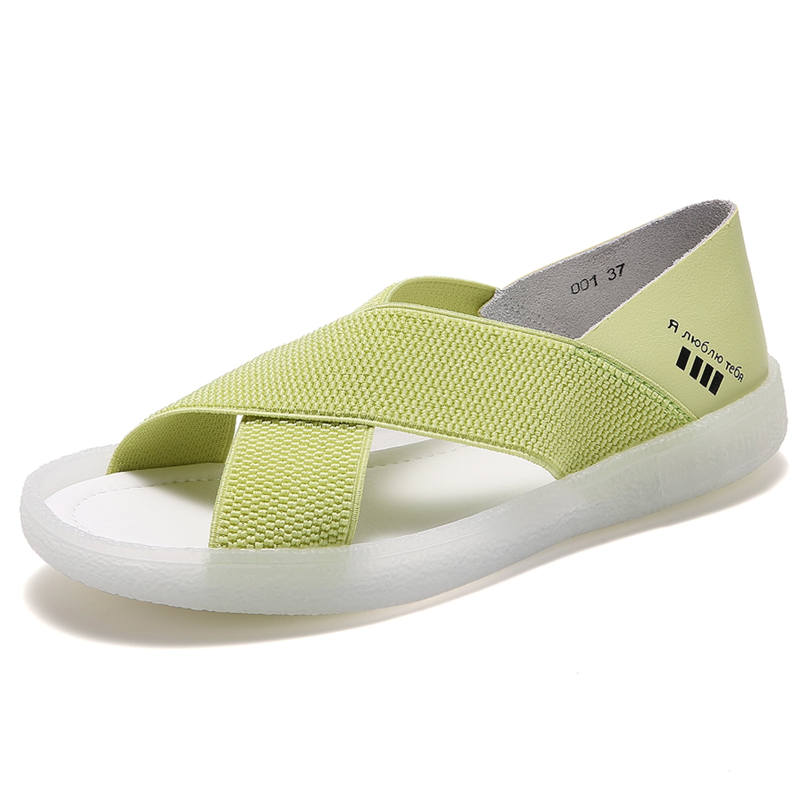 Cyiecw Women's Flat Sandals Elastic Strap Sandals Summer Open Toe Beach ...