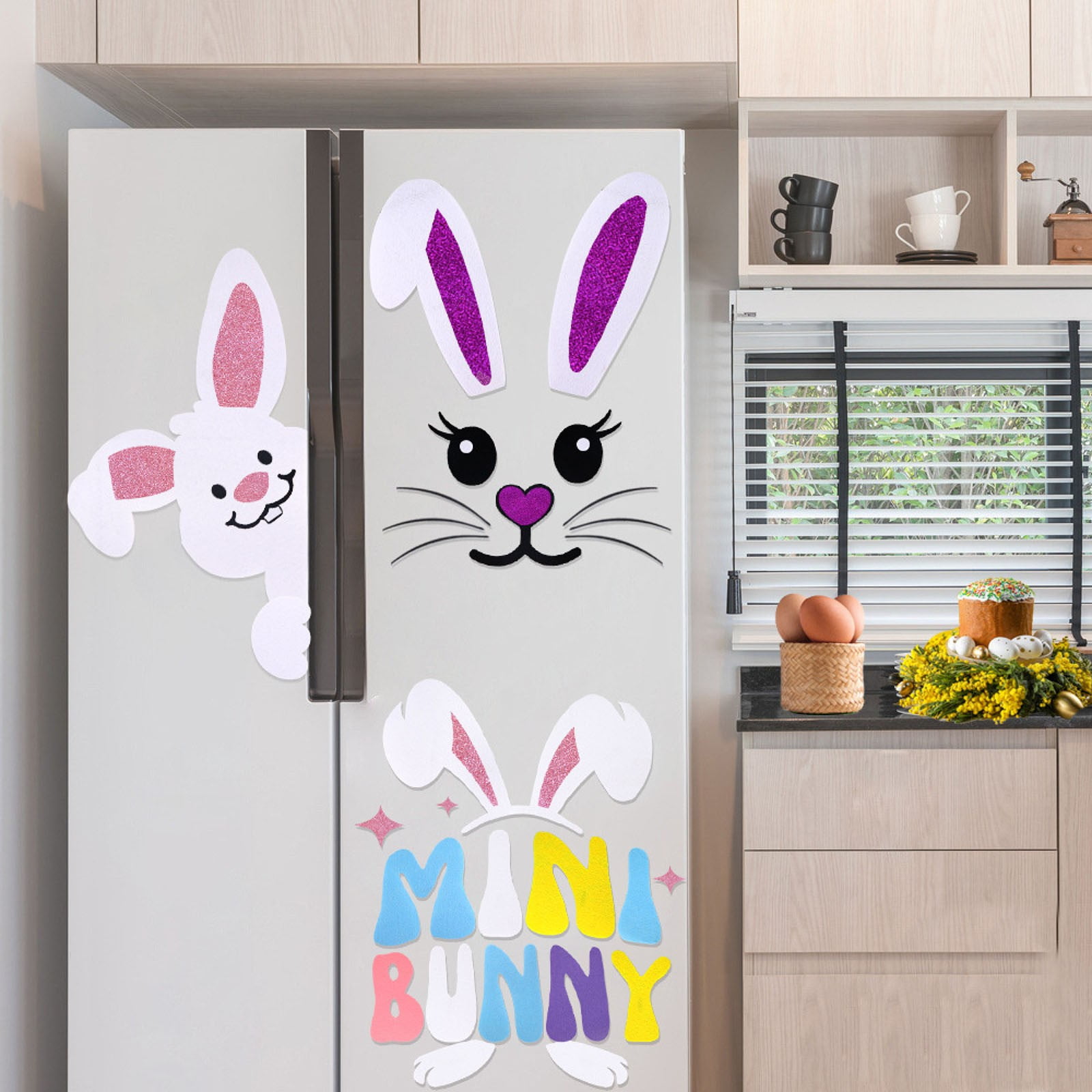 Cyinyin 10 INCH Easter Bunny Door Stickers Easter Bunny Door Decor ...