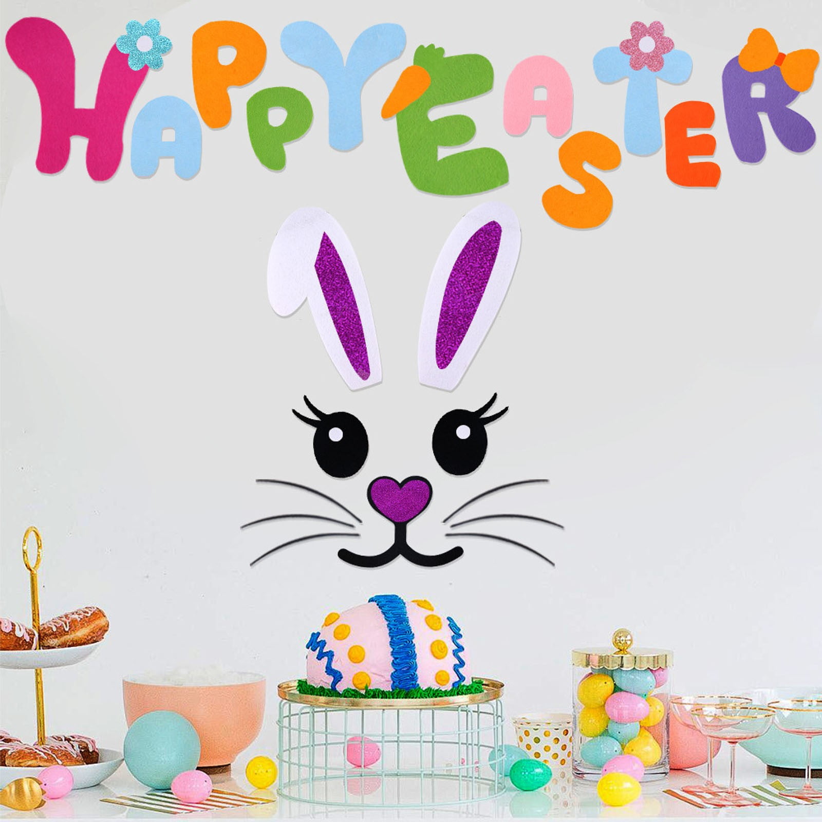 Cyinyin 10 INCH Easter Bunny Door Stickers Easter Bunny Door Decor ...