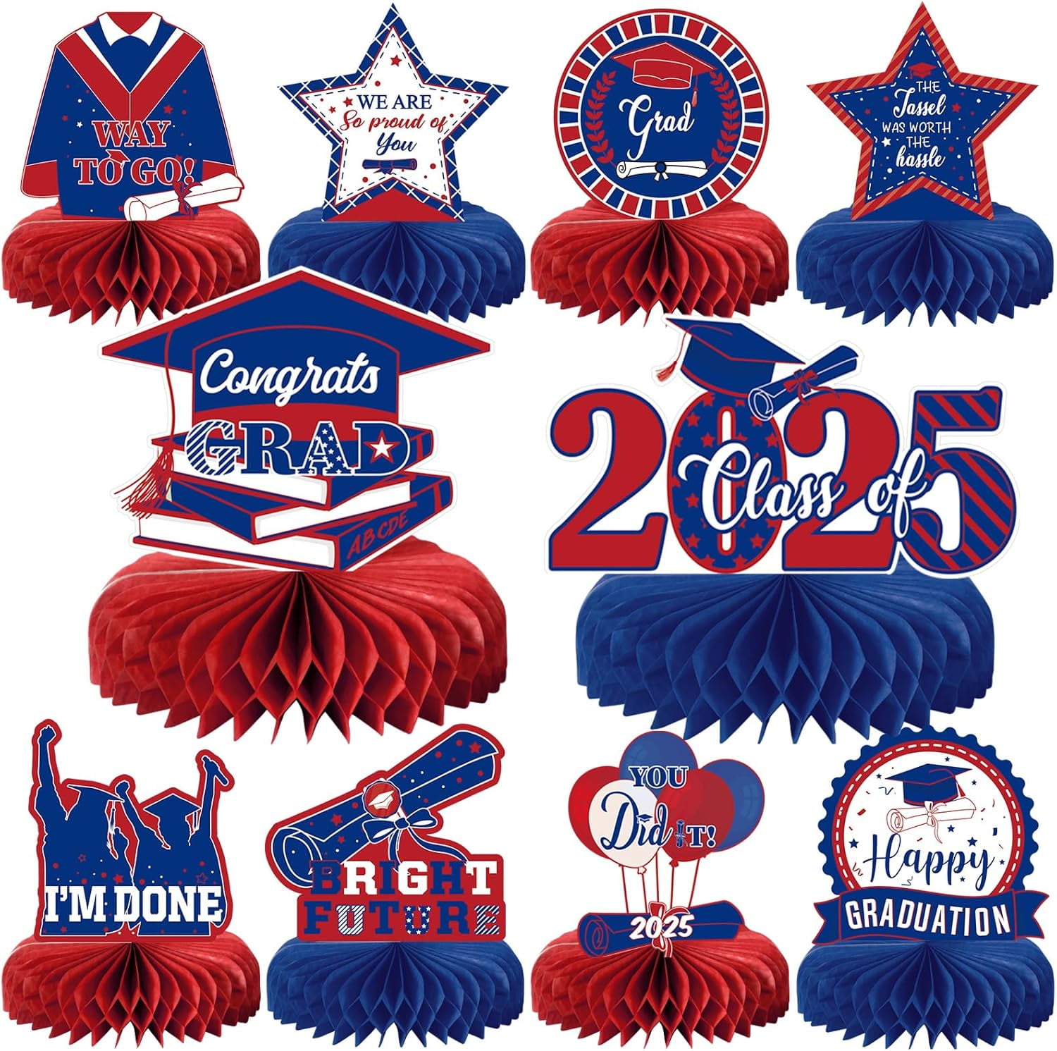 Cyinyin 10PCS Graduation Party Decorations Class of 2025 Congrats Grad ...