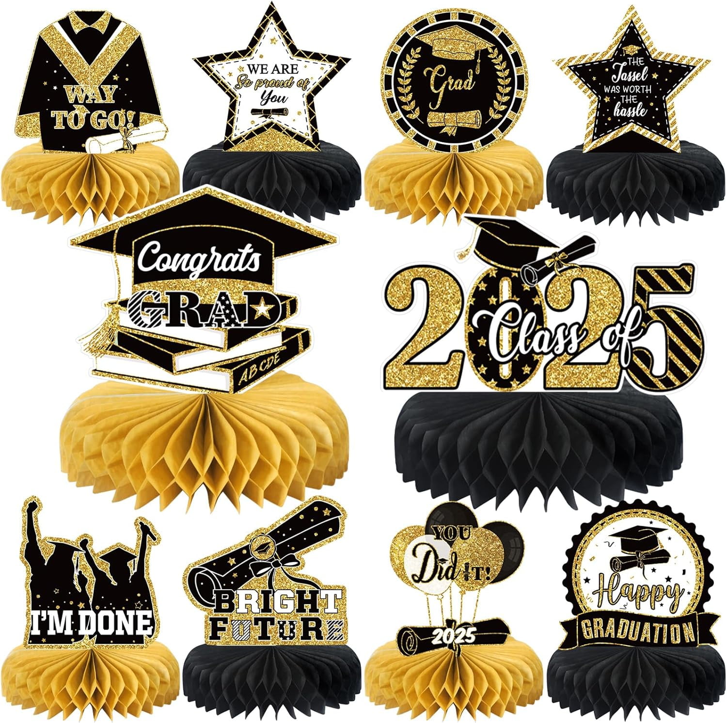 Cyinyin 10PCS Graduation Party Decorations Class of 2025 Congrats Grad ...