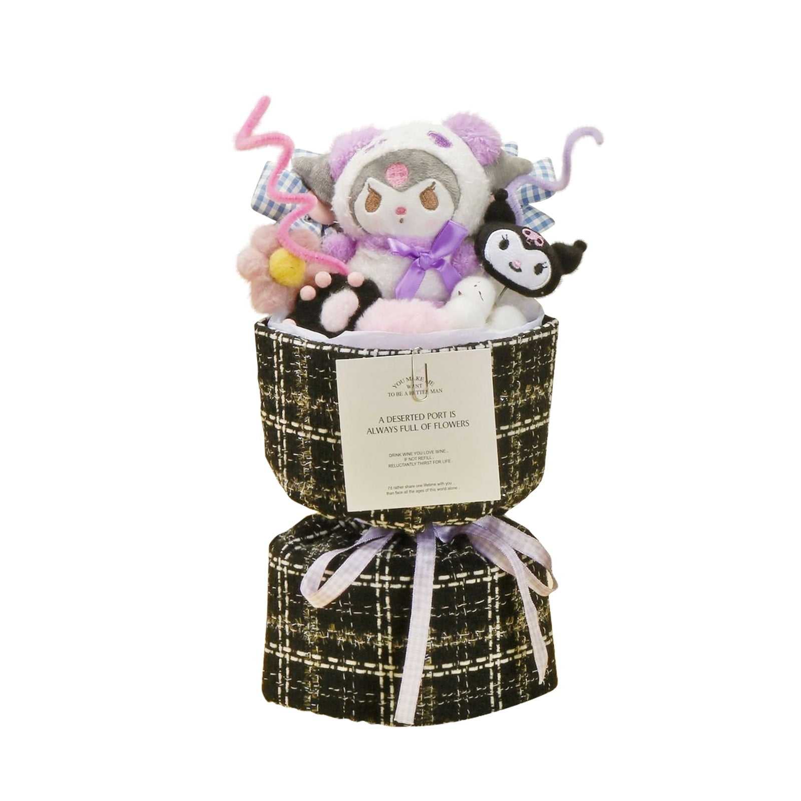 Cyinyin 12.5 INCH Kawaii Kuromi Plushies Graduation Bouquet, Artificial ...