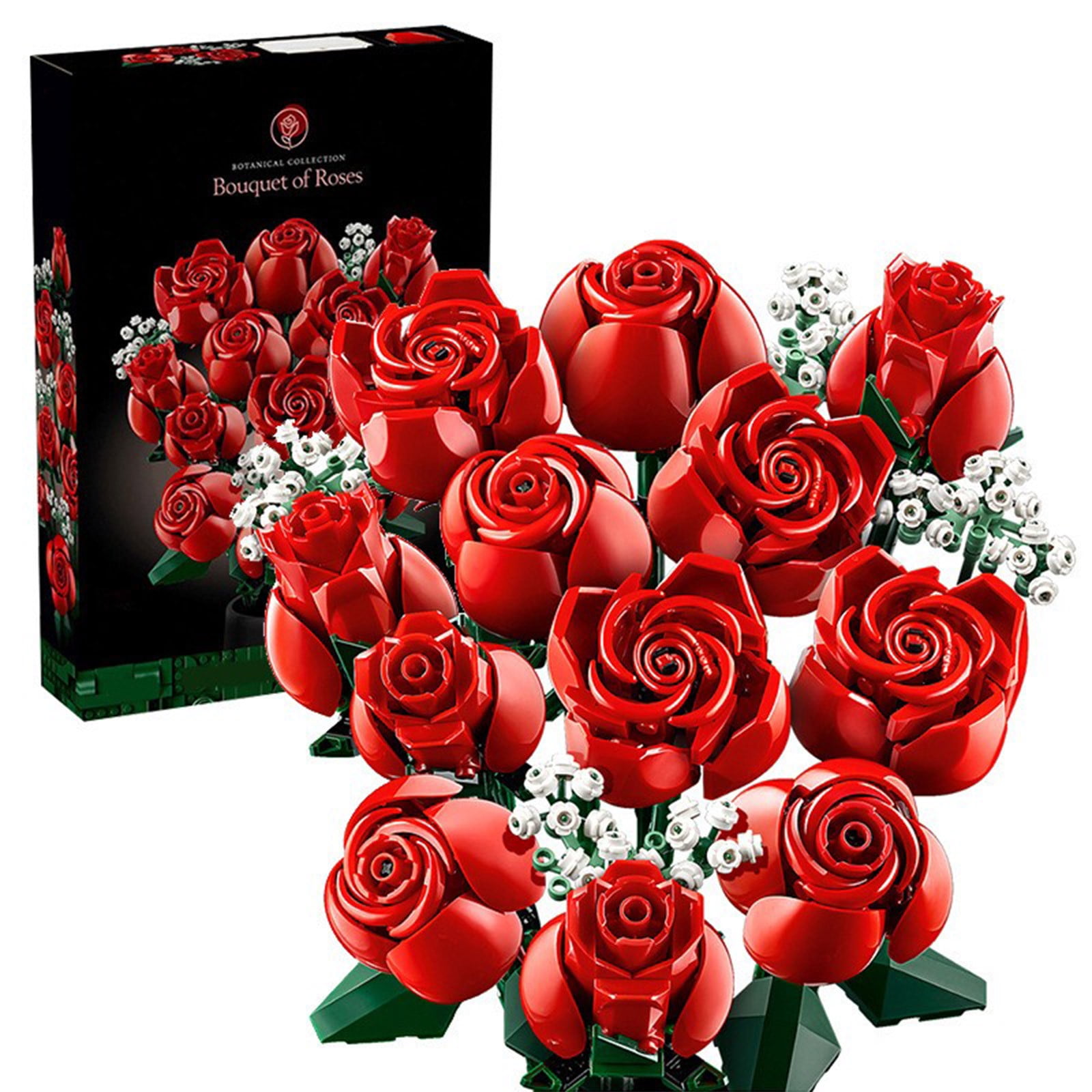 Cyinyin 12 INCH Assemble-Able Parts Bouquet Of Roses Blocks Set, The ...