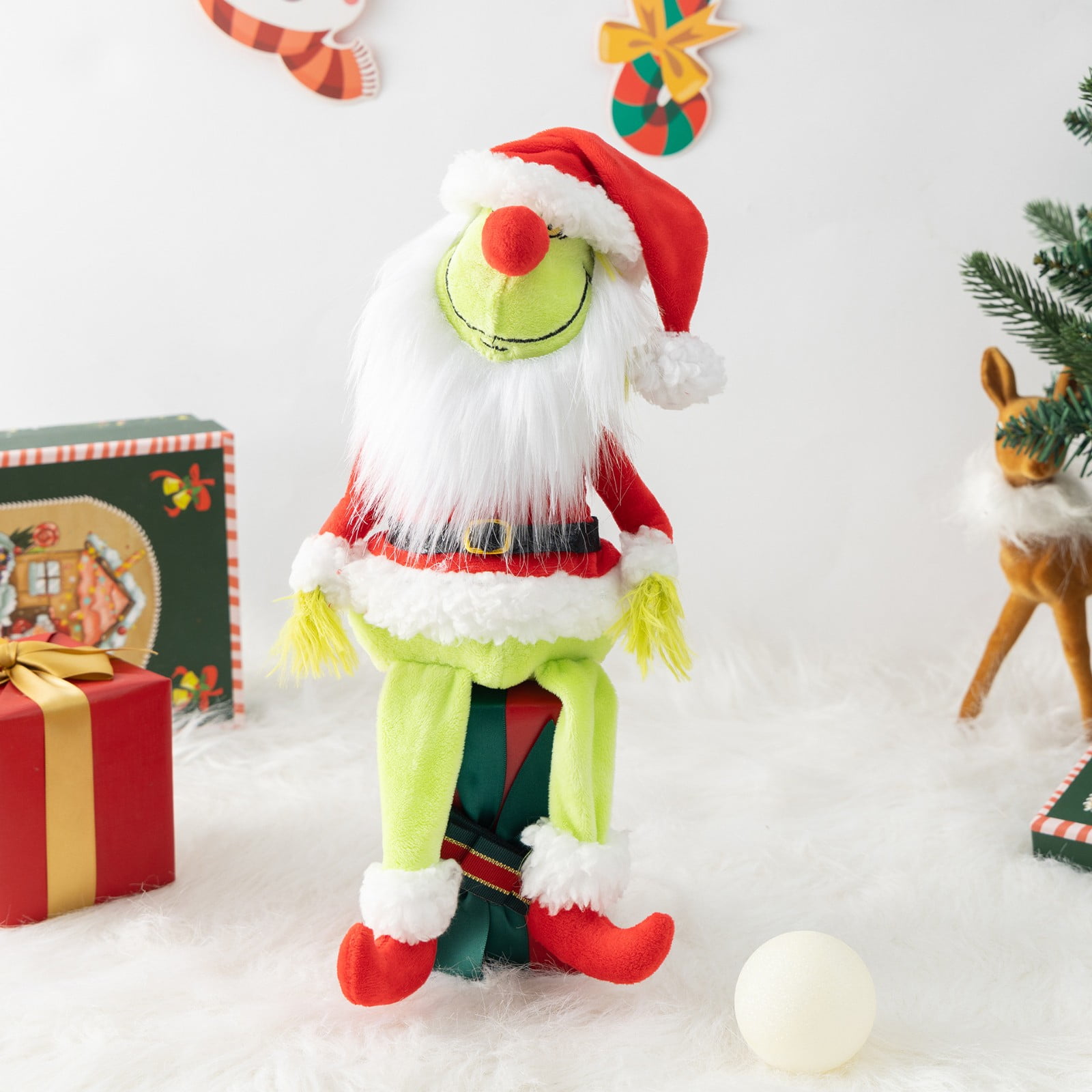 Cyinyin 13 inch Grinch Plush Christmas Dolls, Xtmas Tabletop Decor ...