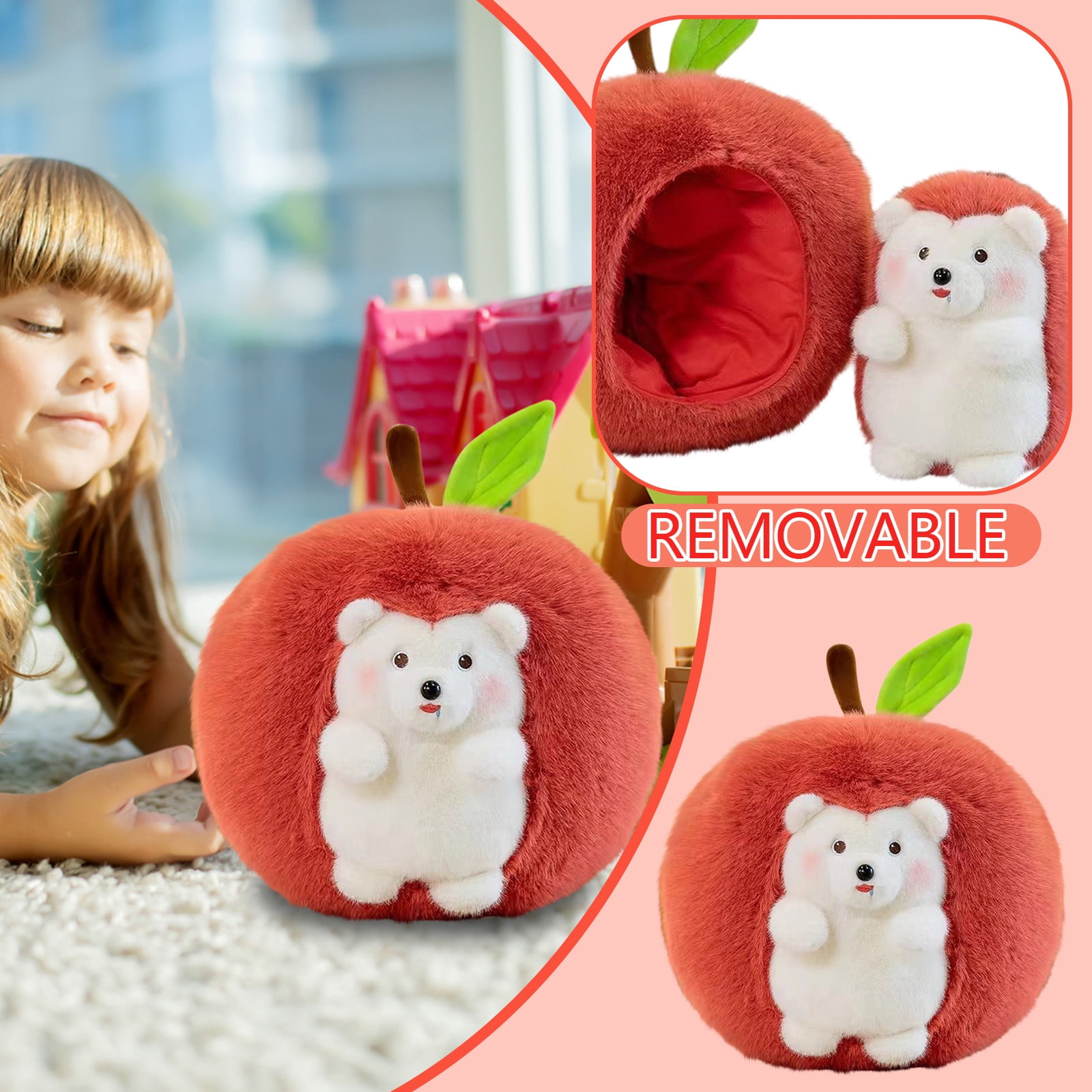 Cyinyin 15 INCH Removable Apples Hedgehog Plush Doll, Lovely Hedgehog ...