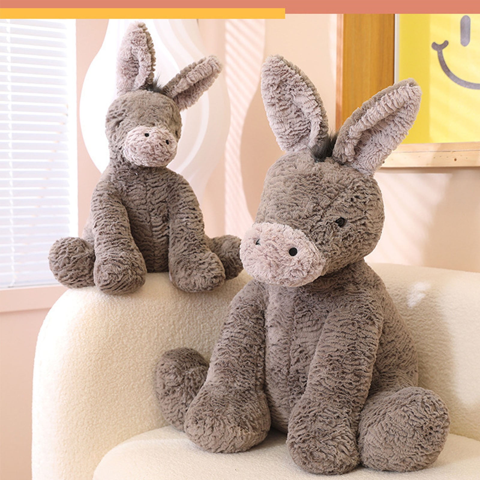 Cyinyin 2 Pcs Stuffed Plush Donkey, Soft Animal Plush Doll Donkey ...