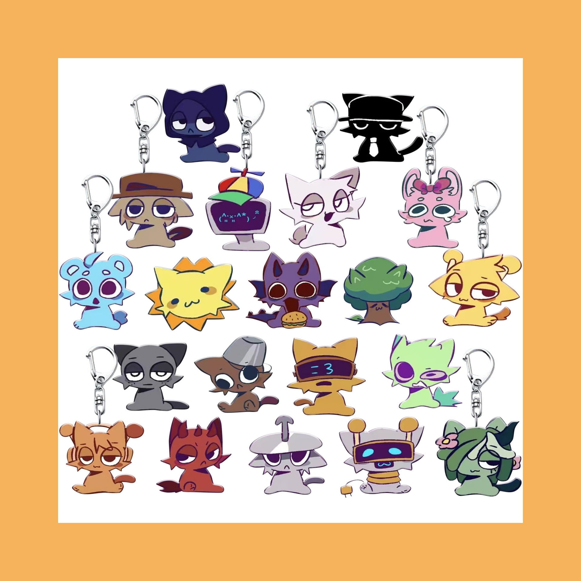 Cyinyin 2 Pcs Cute Sprunki Mini Figures Keychains - Incredibox Game ...