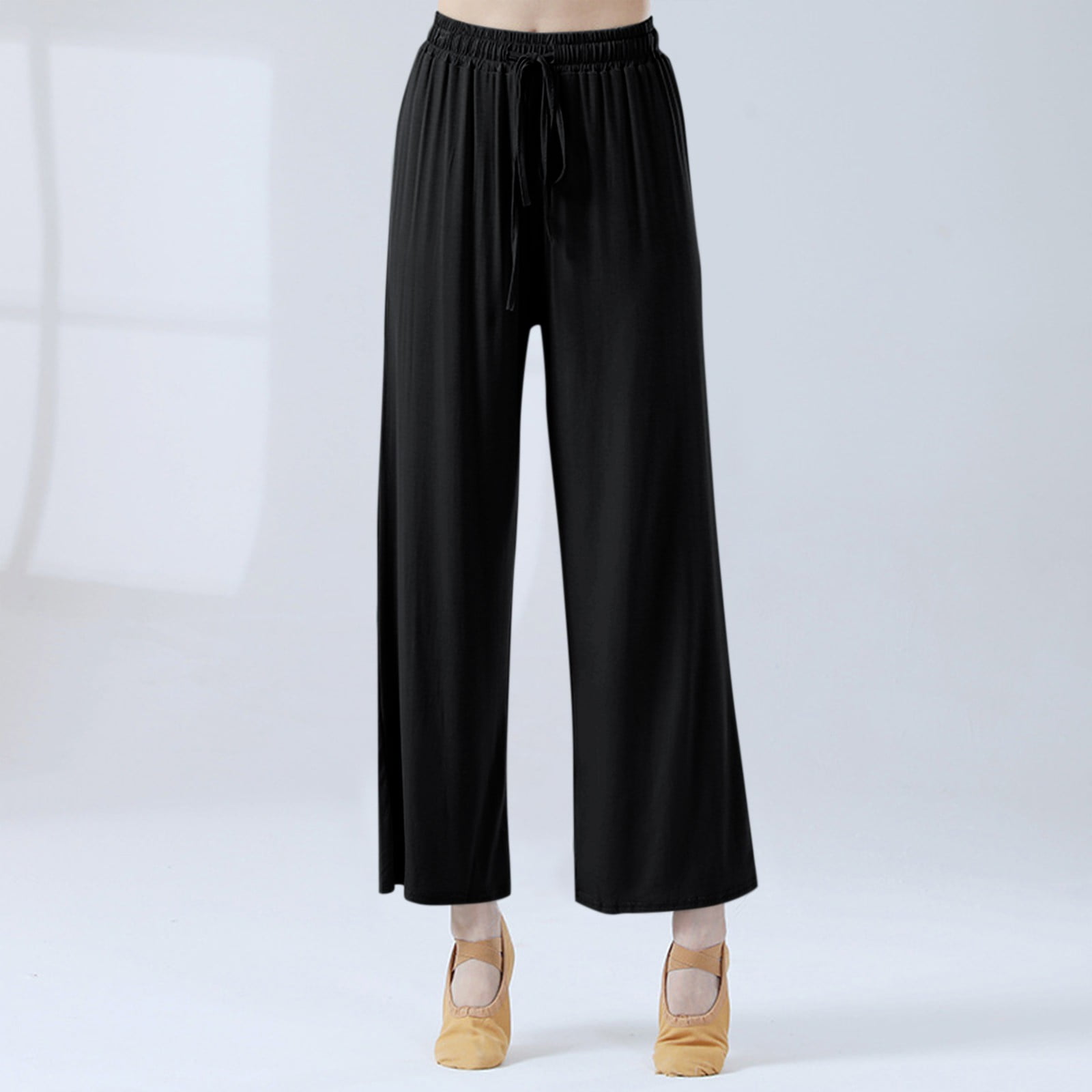 Cyinyin 2024 NEW Black Pants Plain Slacks Casual Palazzo for Women L ...