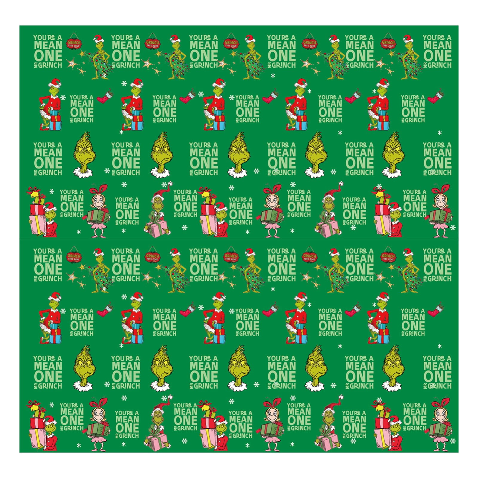 Cyinyin 23 Inch Grinch Christmas Wrapping Paper Roll, Cute Cartoon Xmas ...