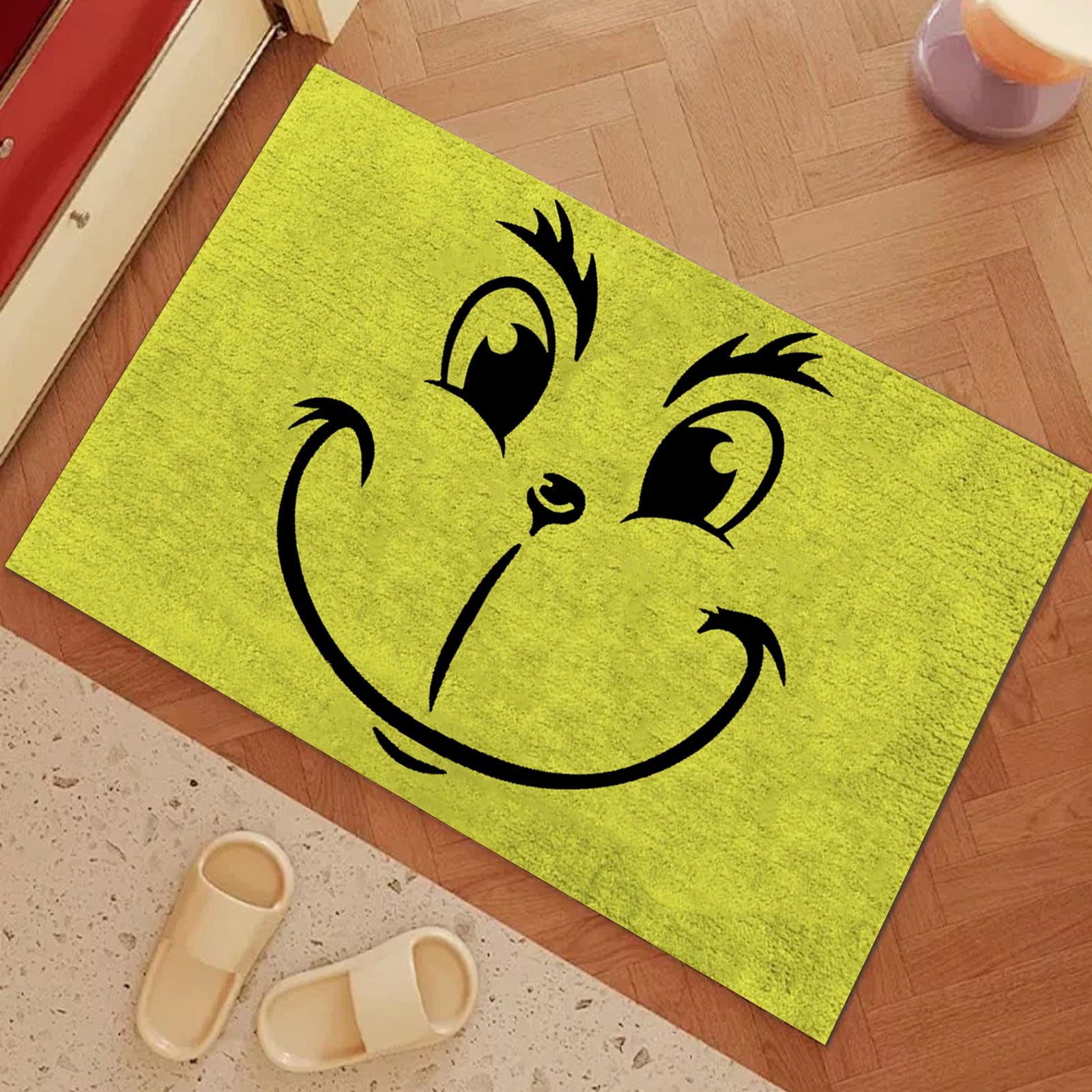 Cyinyin 23 inch Grinch Christmas Bath Mat, Non-Slip Absorbent Bedroom ...