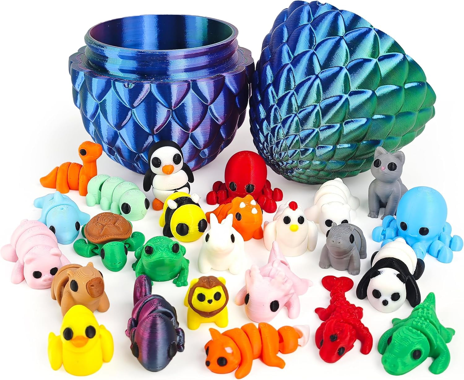 Cyinyin 25 pcs Mini 3D Printed Animal Figurines Set with 4.9 inches ...