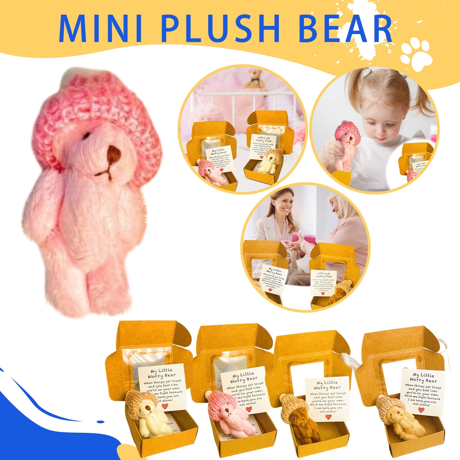 Cyinyin 2PCS Handmade Mini Plush Teddy Bear in Box, Mini Plush Bear ...
