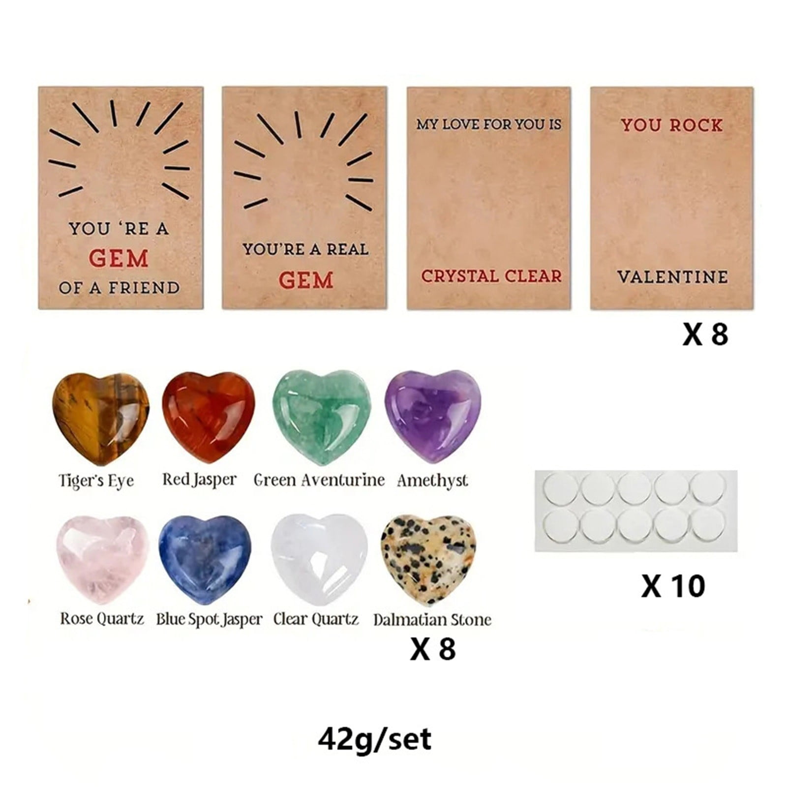 Cyinyin 3 Inch Valentines Cards With Heart-Shape Crystals Stone ...
