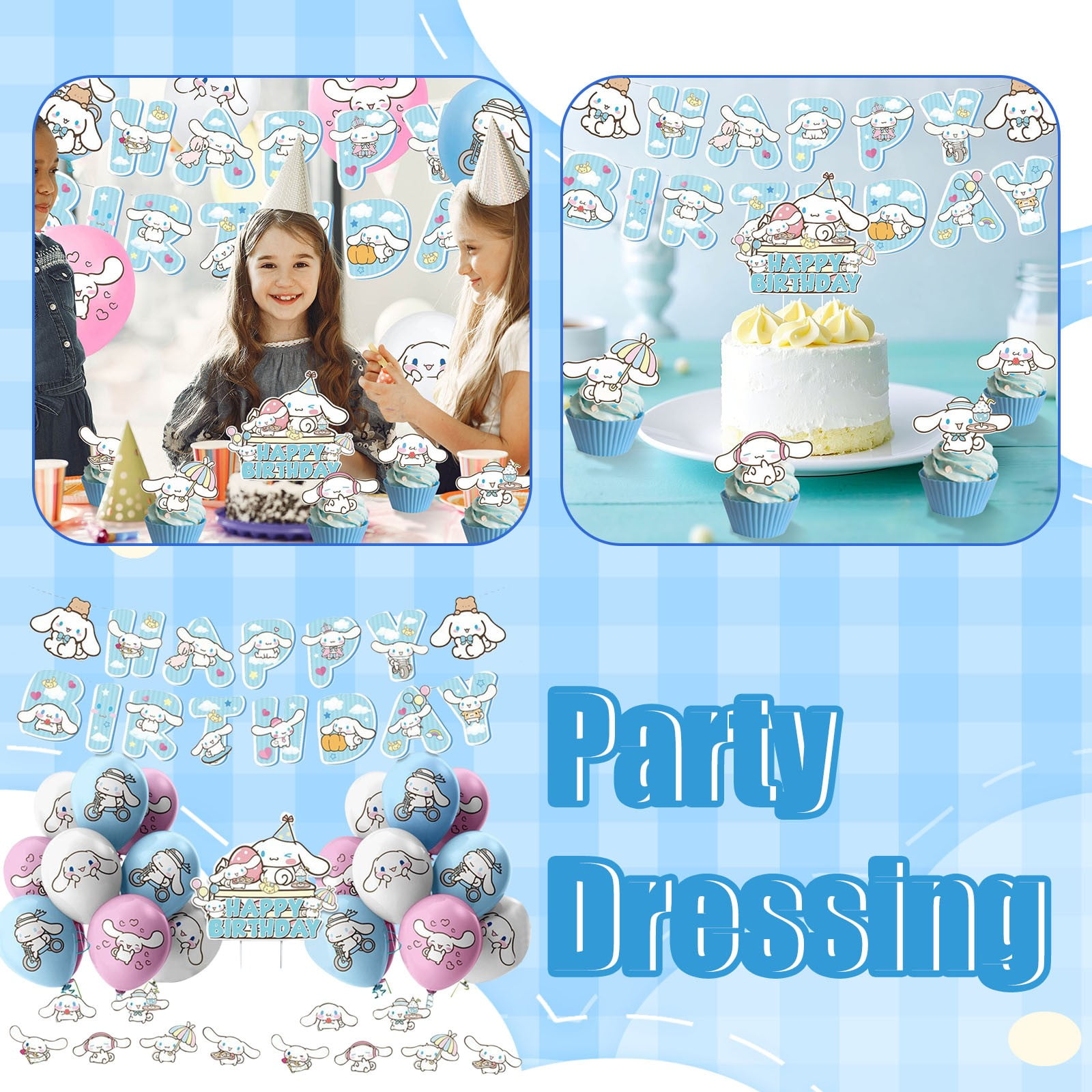 Cyinyin 33 PCS Cinnamoroll Party Supplies, Birthday Decorations Set ...