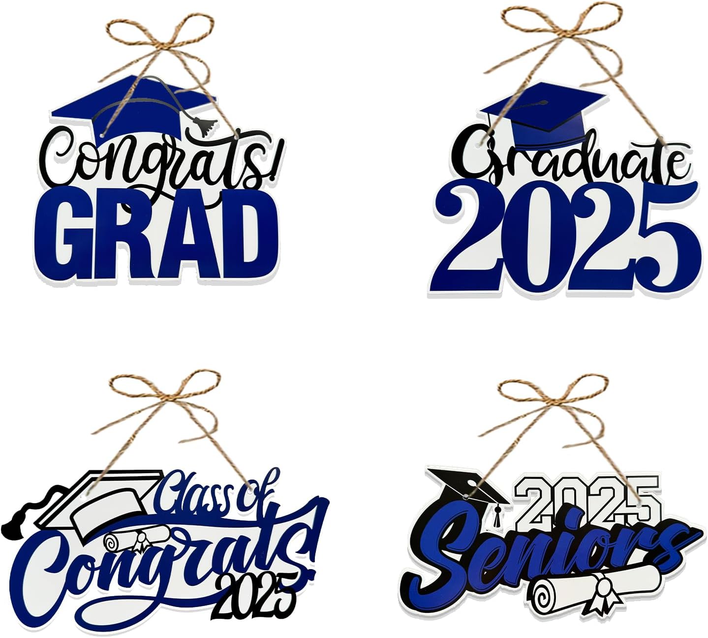 Cyinyin 4 PCS Class of 2025 Graduation Hanging Ornaments, Blue Congrats ...