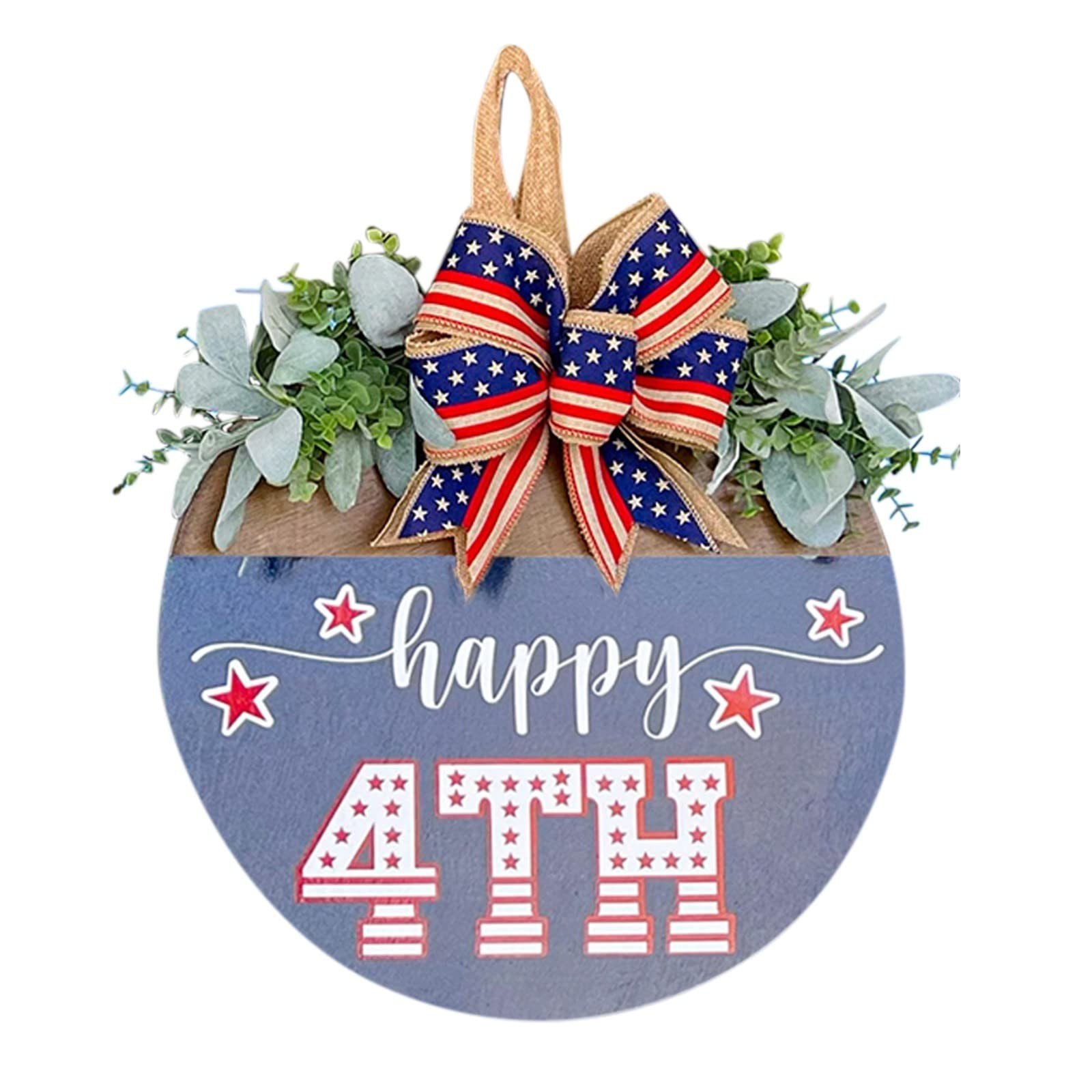 Cyinyin 4th of July Patriotic Wreaths Welcome Sign, Independence Day ...