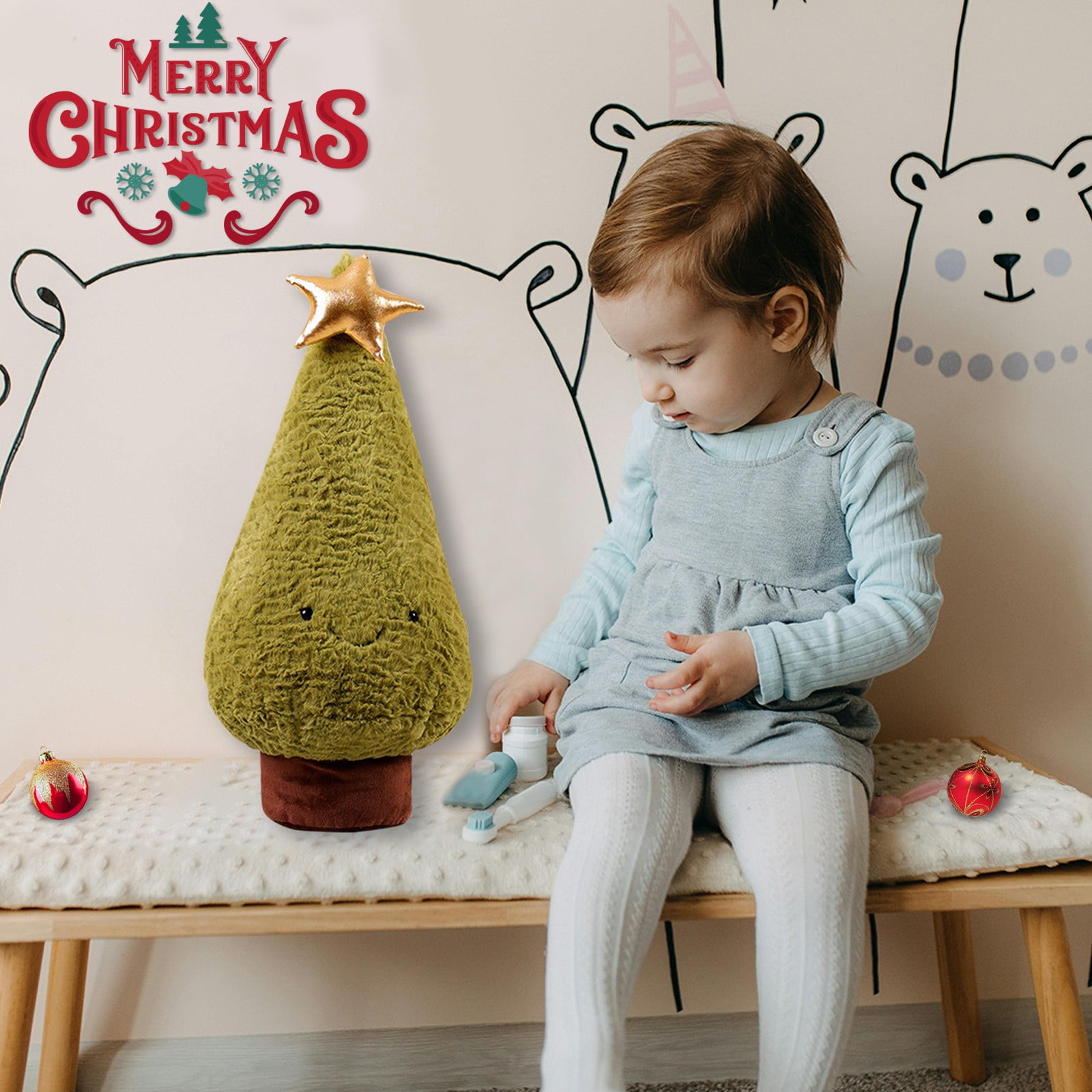 Cyinyin 5 PCS Christmas Tree Plush Doll Fun Indoor Decor Simulation ...