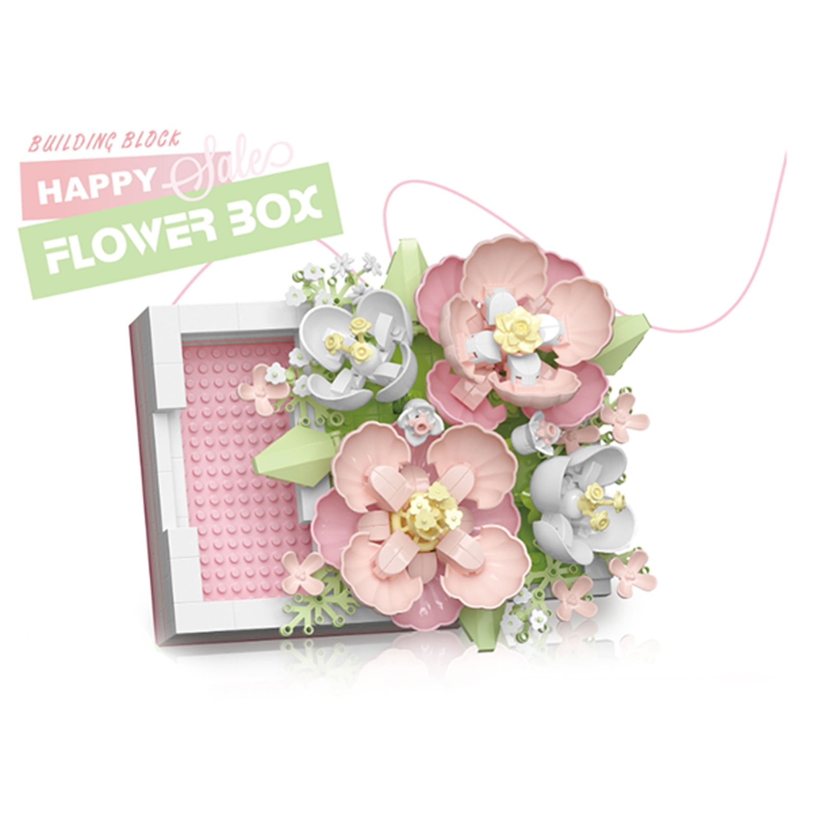 Cyinyin 6 INCH Pink Rose Flower Building Set, Artificial Flowers ...