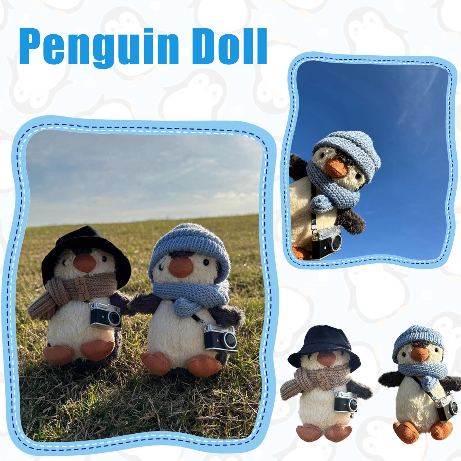 Cyinyin 6 INCH Playful Pompom Penguin Plush Toy, Stuffed Animals Plush ...