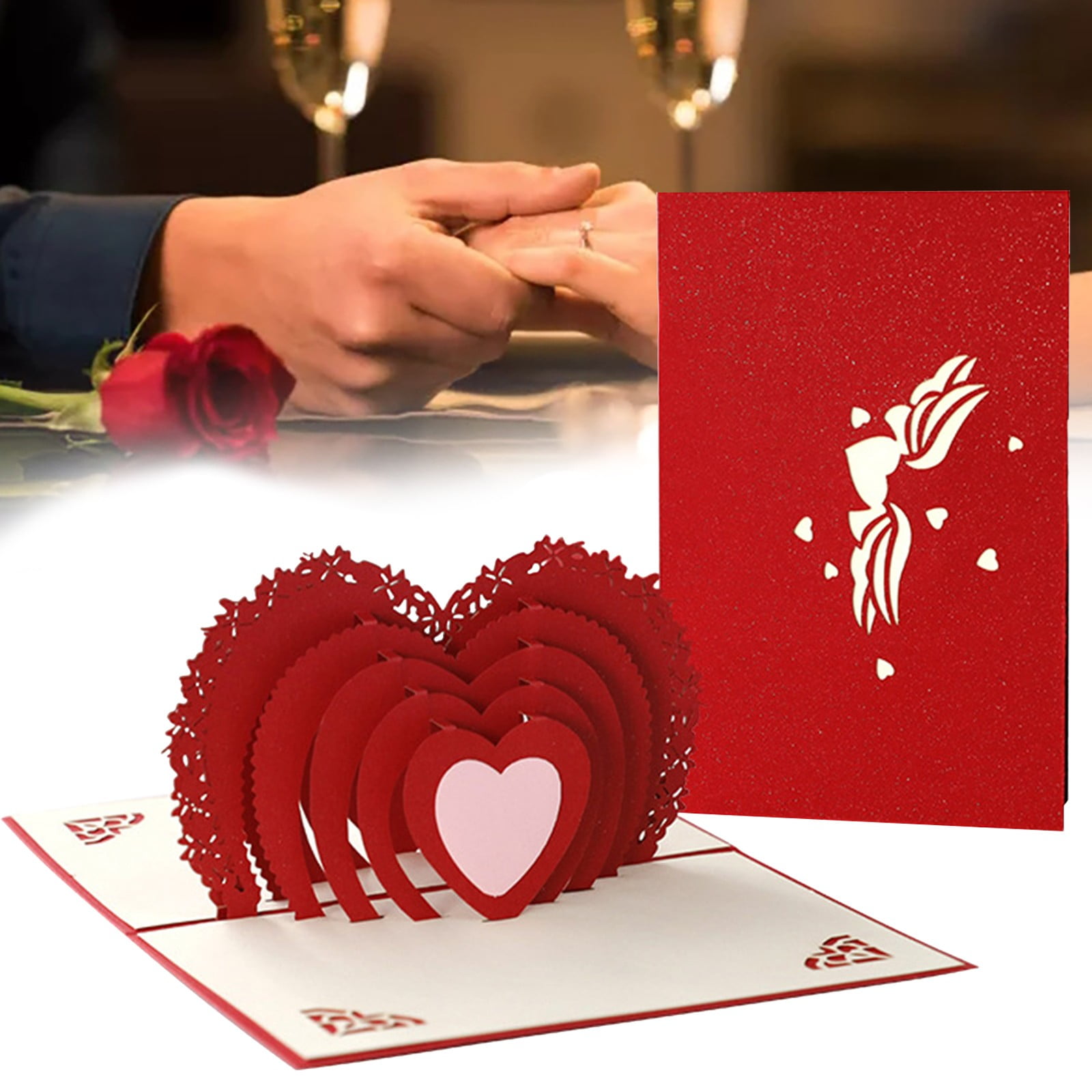 Cyinyin 6 INCH Valentines Day Card Pop Up, 3D Romantic Loved Card ...