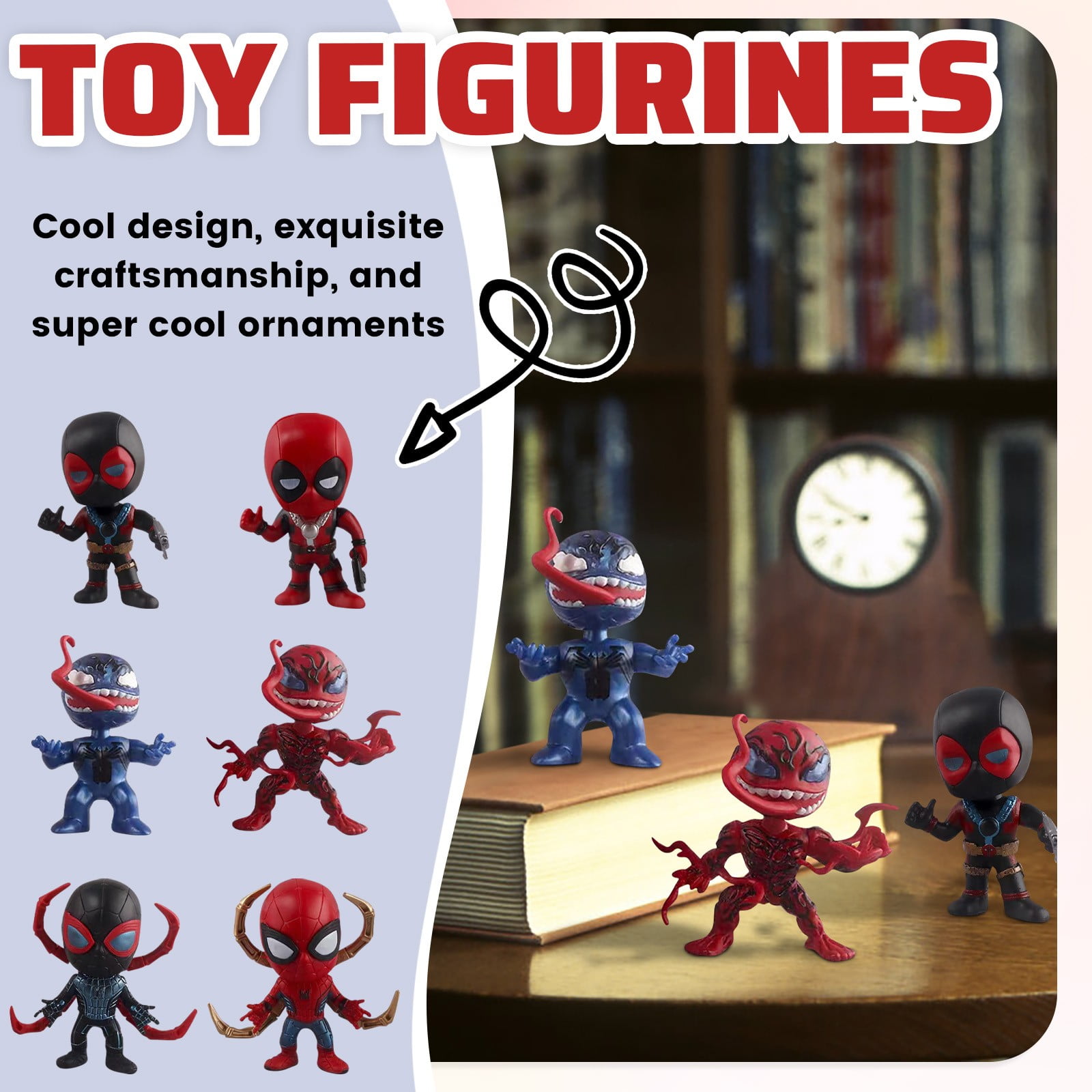 Cyinyin 6 Pcs Spider Super Hero Action Figure, Cute Mini Figure ...