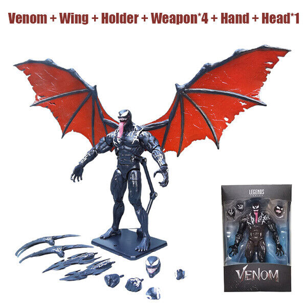Cyinyin 7 INCH Venom With Wings Legends Black Action Figure Statue Doll ...