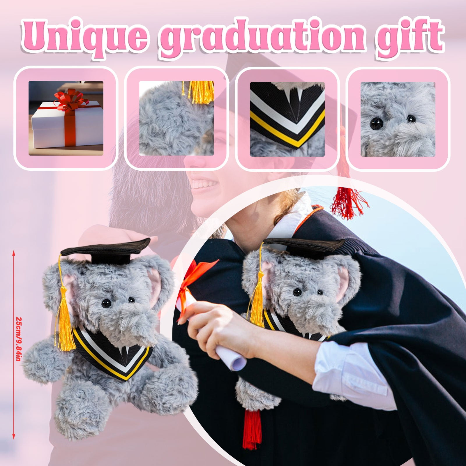 Cyinyin 9.9 INCH Elephant 2025 Graduation Plush, Elephant Graduation ...