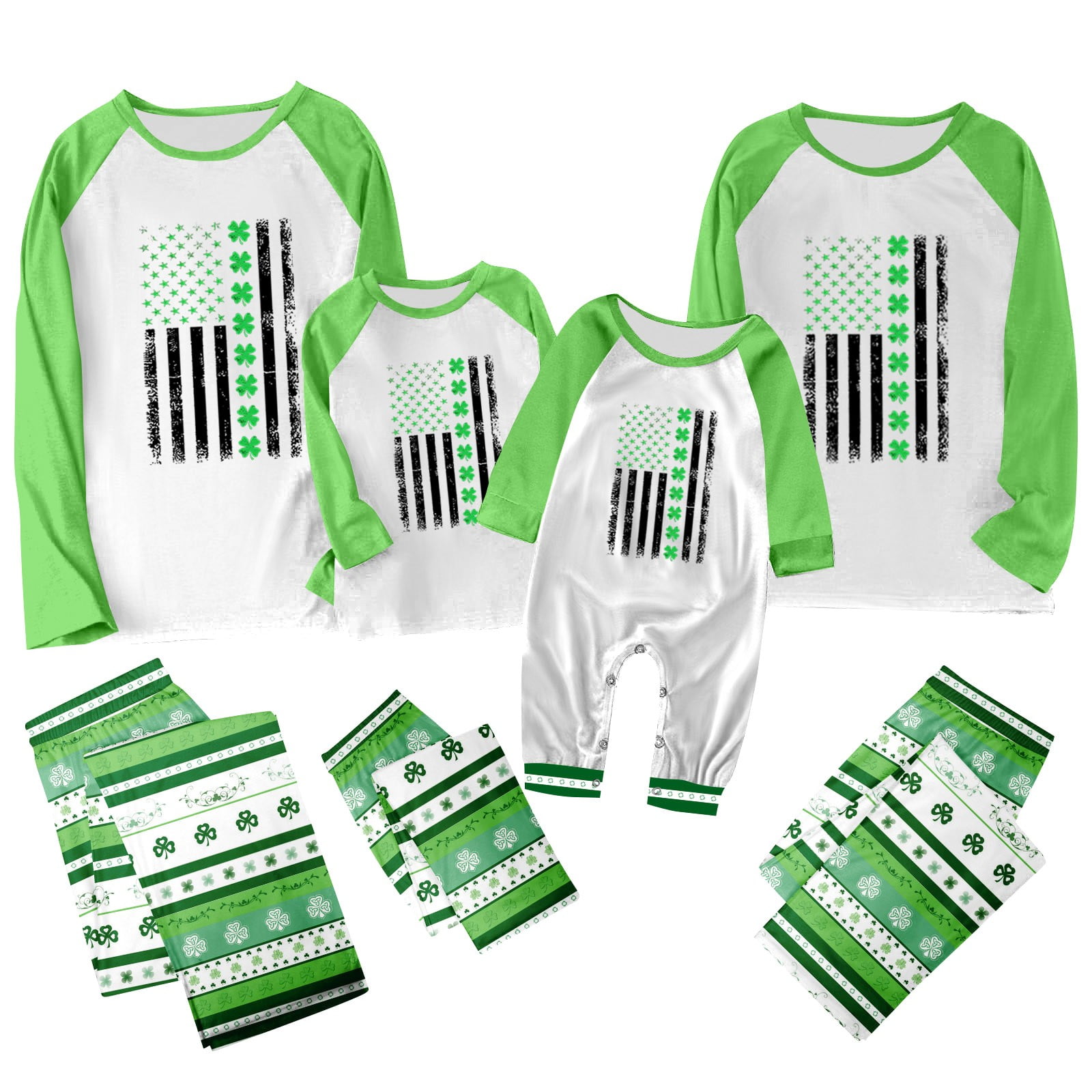 Cyinyin Baby Footed Pajamas One-Piece St. Patrick'S Day Family Matching ...