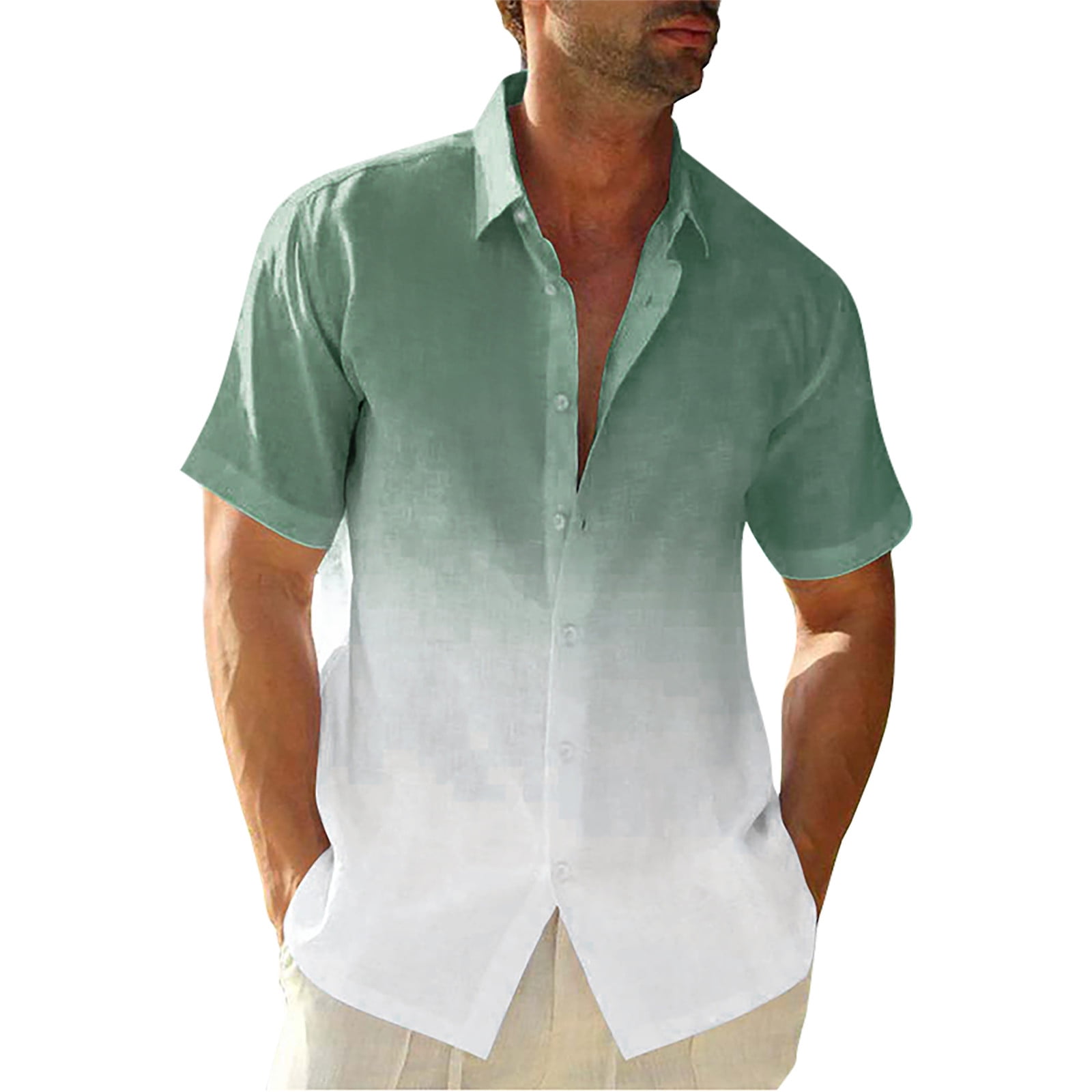 Cyinyin Men Clothing Gradient Cardigan Men's Regular-Fit Quick-Dry Golf Polo Shirt (Available in ...