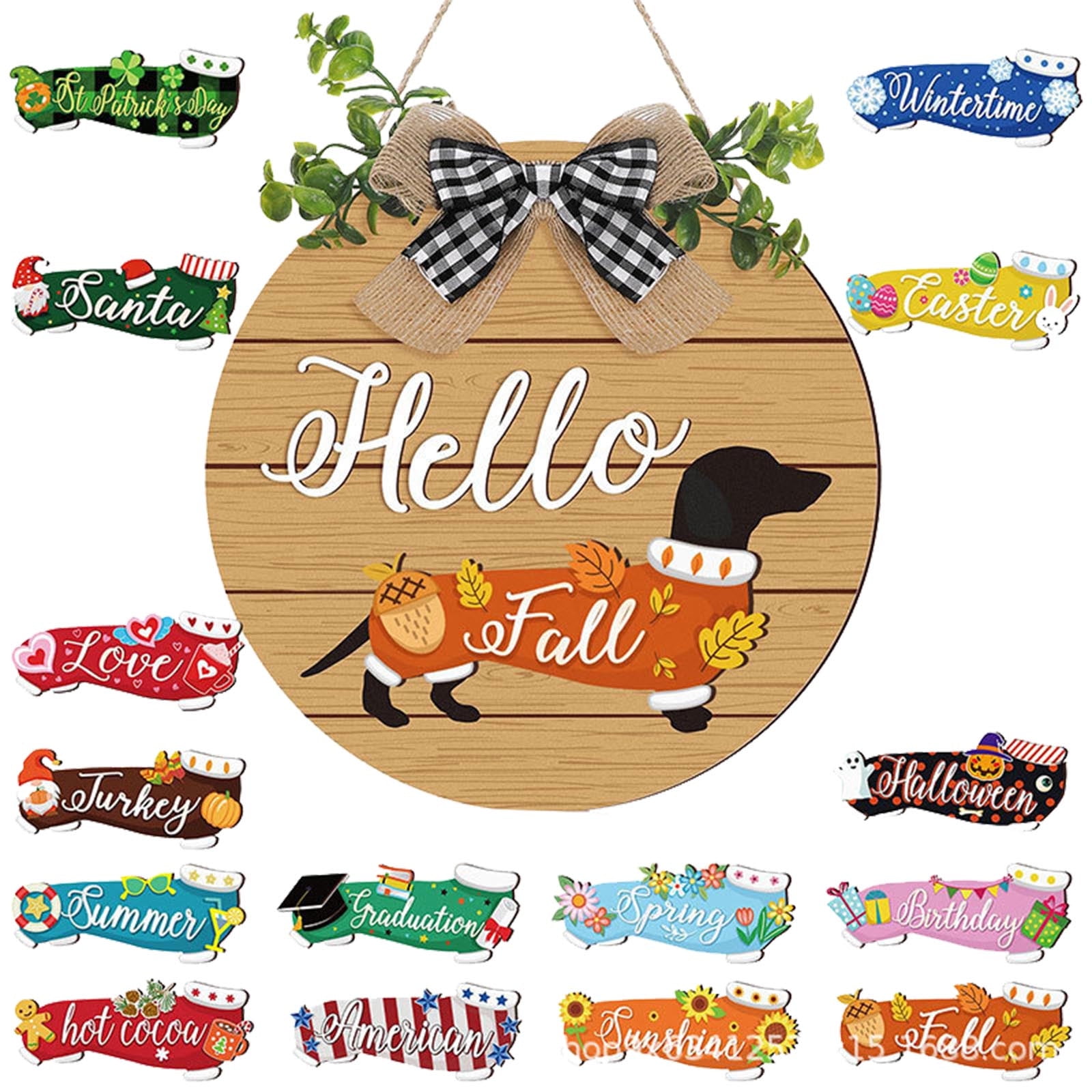 Cyinyin Christmas Decorations, Dog Wooden Door Hanger Ornaments Rustic ...