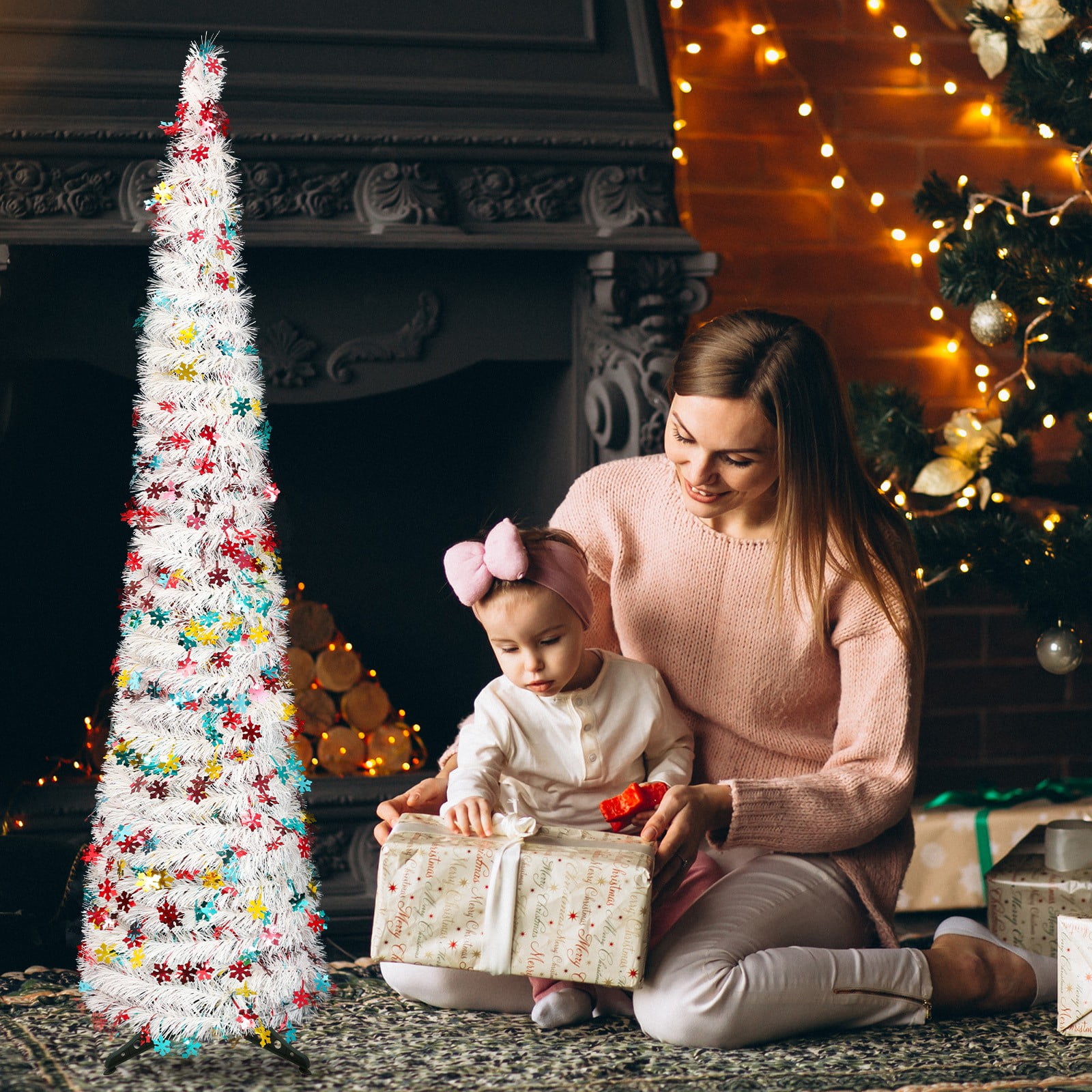 Cyinyin Christmas Tree Stretchable Colored Christmas Trees, 59 In ...