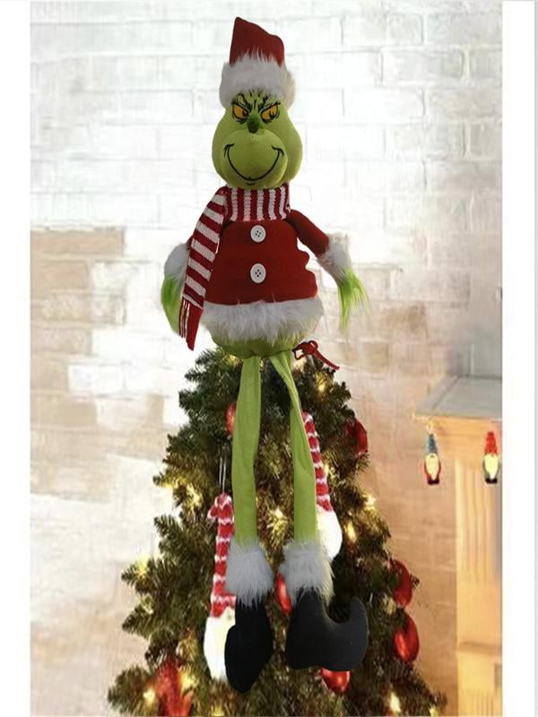 Cyinyin Christmas Tree Topper, Grinch Toy Glowing Green Doll Tree ...