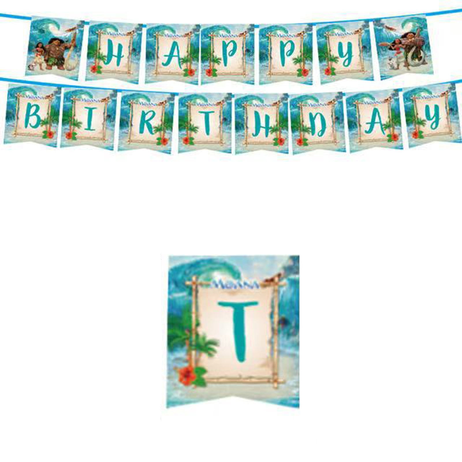 Cyinyin Cute Moana Party Supplies, Birthday Decorations Moana Banner ...