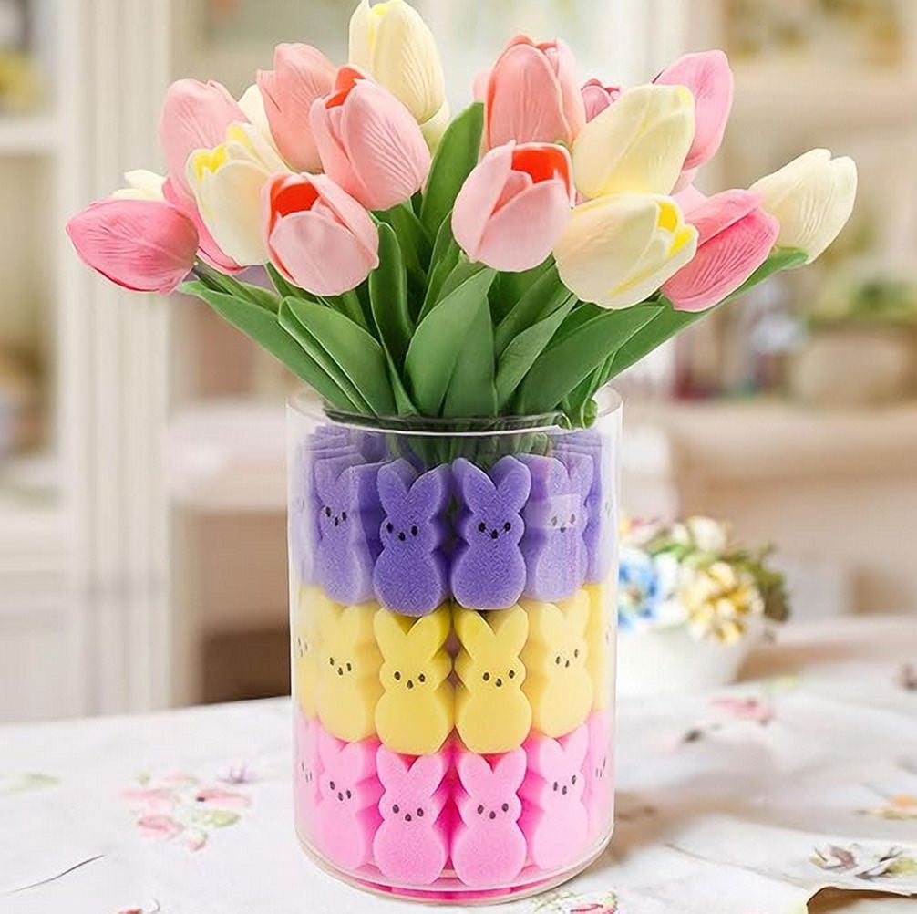 Cyinyin Easter Decorations - Easter Peeps Bunnies Vase Filler, Spring ...