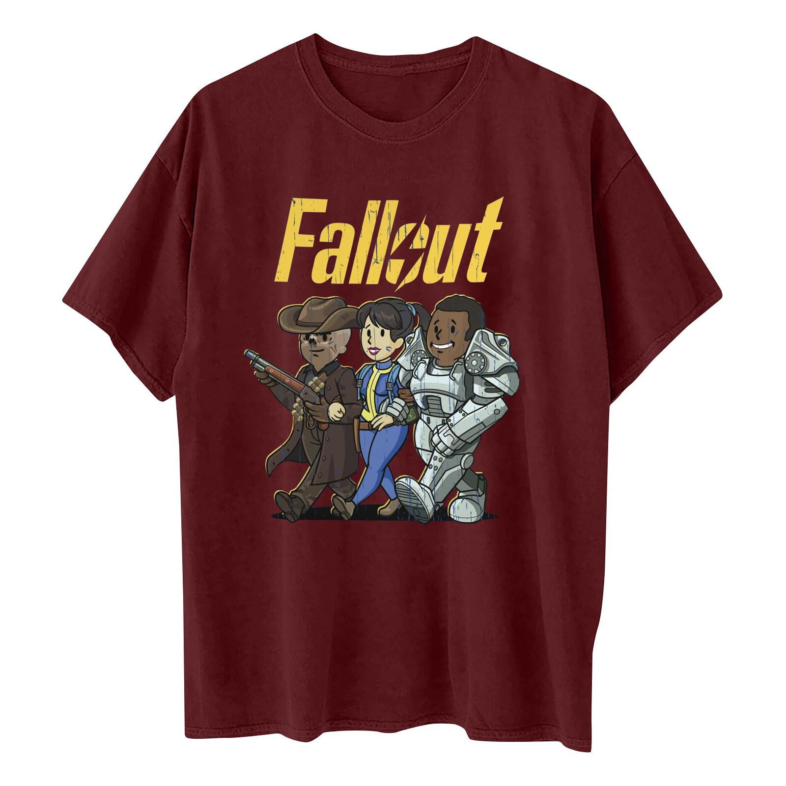 Cyinyin Fallout TV Series Vault Boy Pose T-Shirt, Fallout Letter Print ...