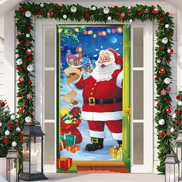 Rovga Christmas Door Cover Decoration Tapestry Holiday Party Door ...