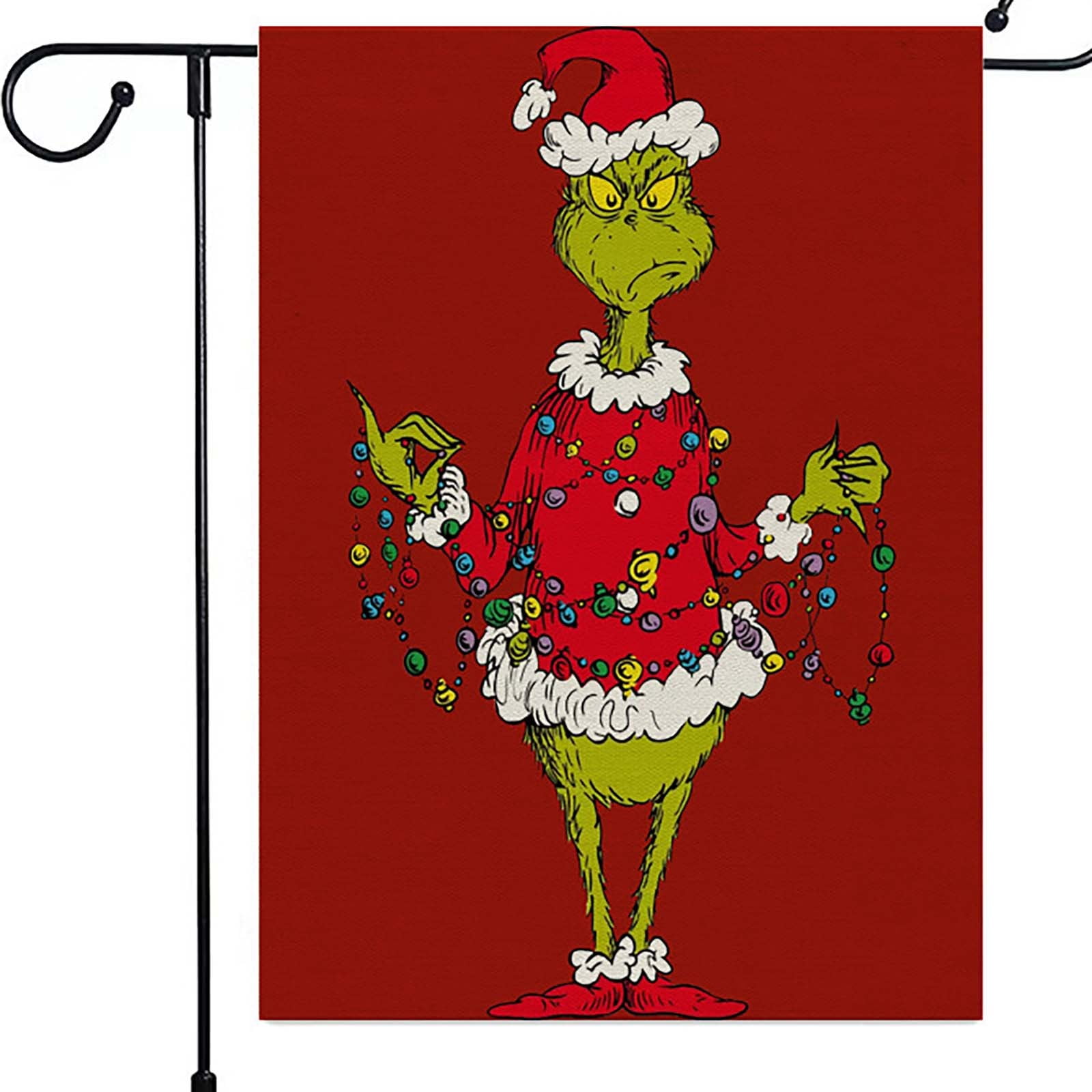 Cyinyin Grinch Christmas Decorations Grinch Christmas Garden Flag Green ...