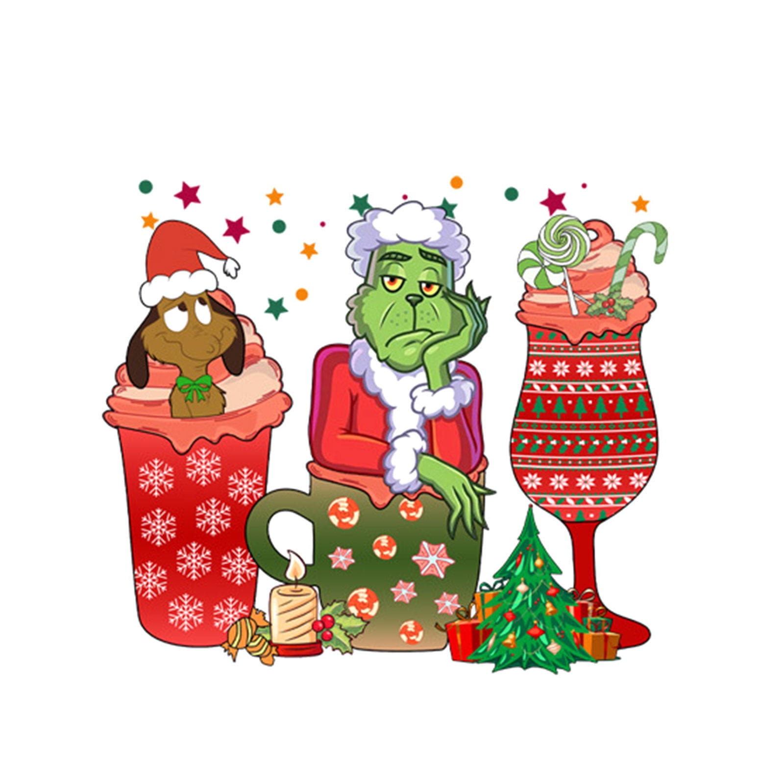 Cyinyin Grinch Christmas Decorations Christmas Iron On Transfer Heat ...