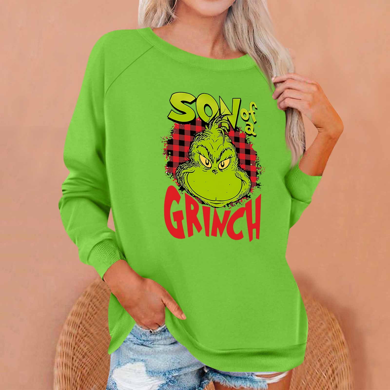 Cyinyin Grinch Sweatshirt For Women Long Sleeve Blouses For Women ...
