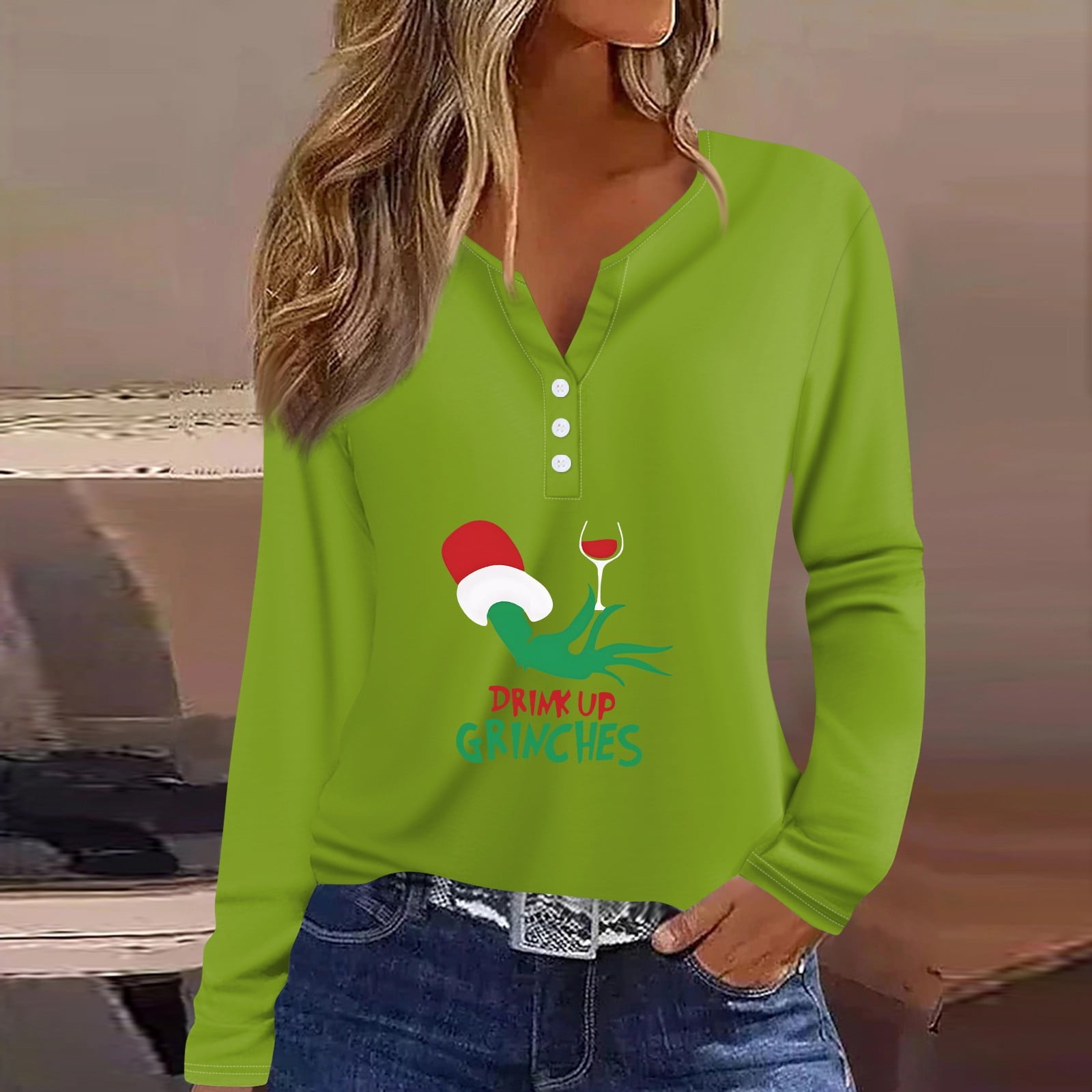 Cyinyin Grinch Sweatshirts Women'S Grinch T Shirt Tee Christmas Print ...