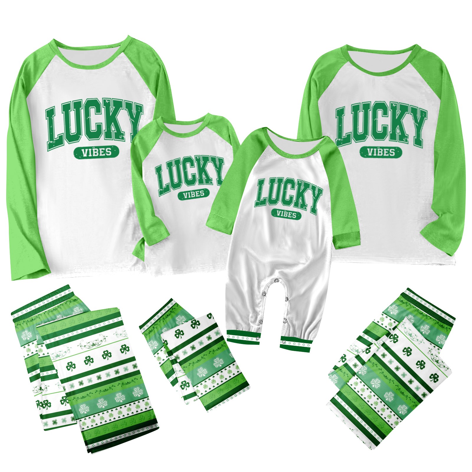 Cyinyin Holiday 2-Piece Snug Fit Cotton Pajamas Matching St. Patrick'S Day Pajamas for Family ...