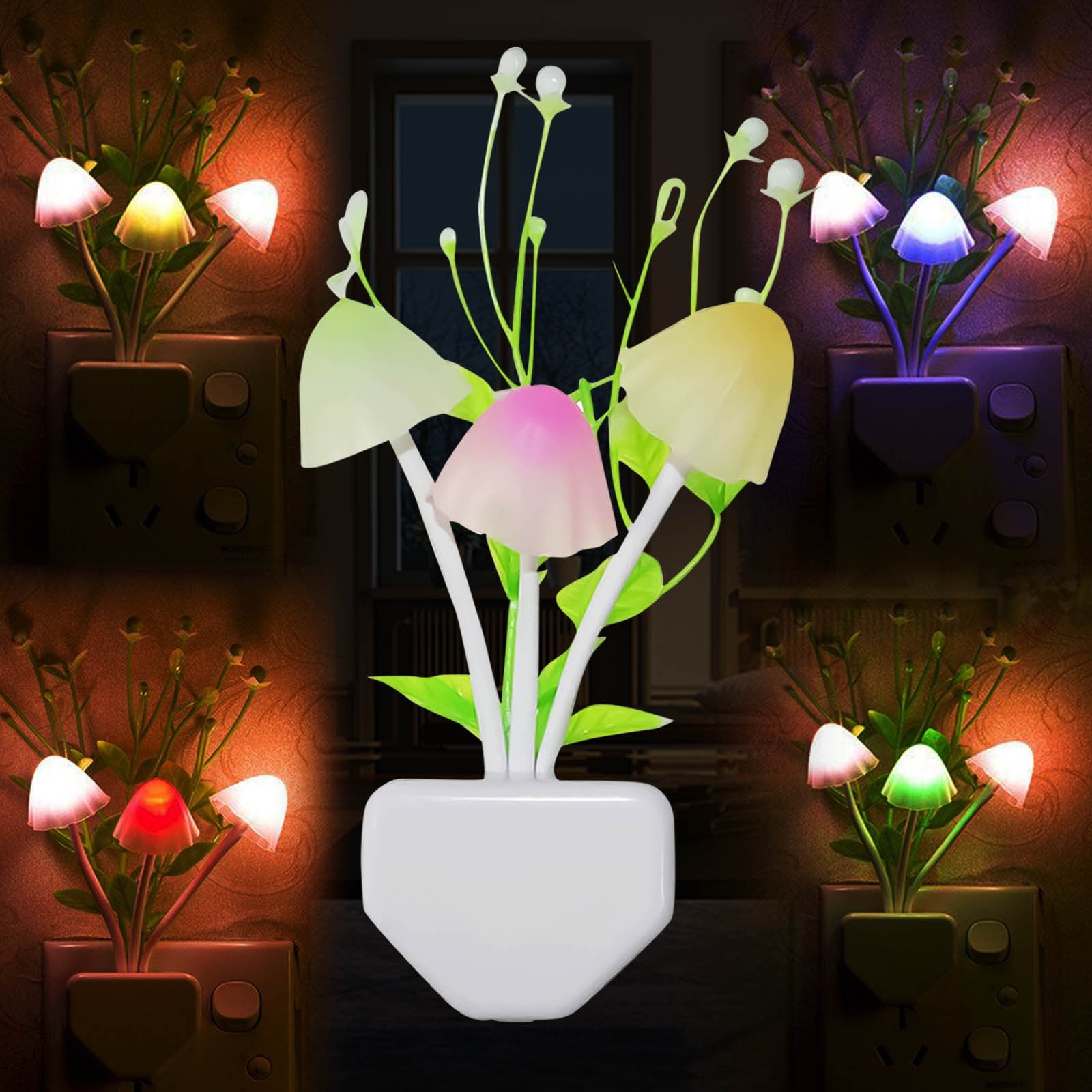 Cyinyin LED Night Light Plug in Nightlight Wall Lamp,Mushroom Lamp Mini ...