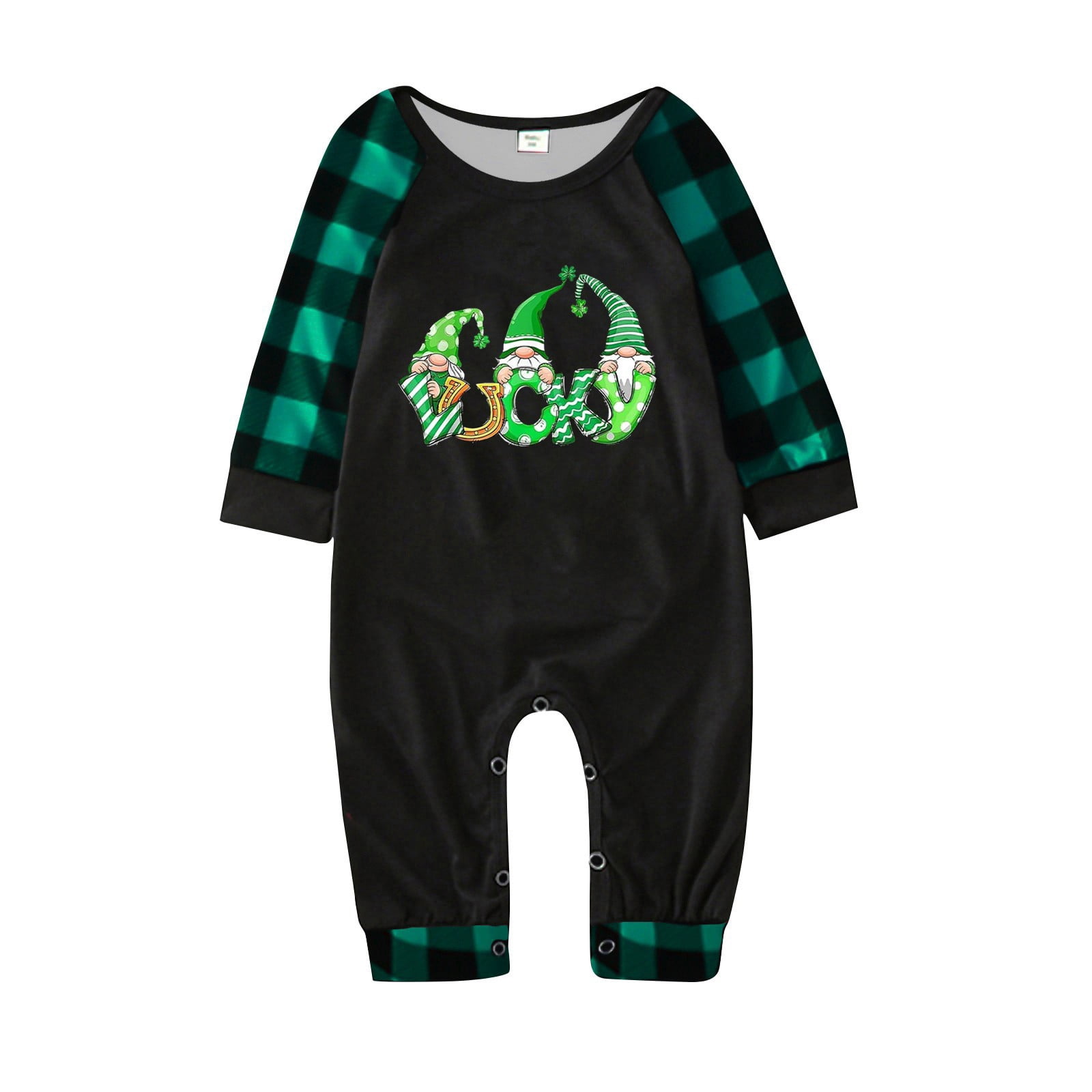 Cyinyin Matching St. Patrick'S Day Pajamas for Family One Piece Jumpsuits Round Neck Long ...