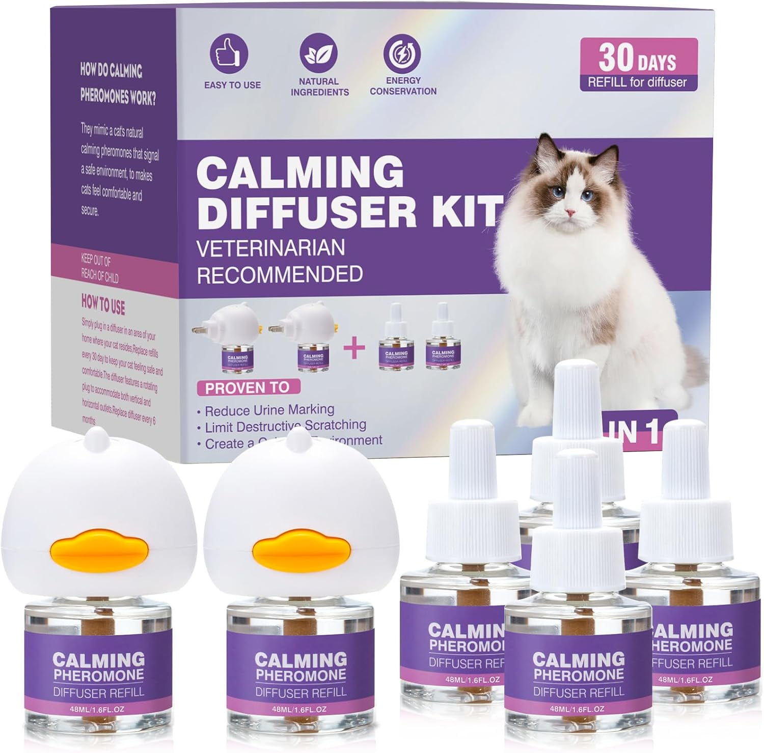 Cyinyin Multi-Cat Calming Pheromone Diffuser for House-Cats - Cat ...