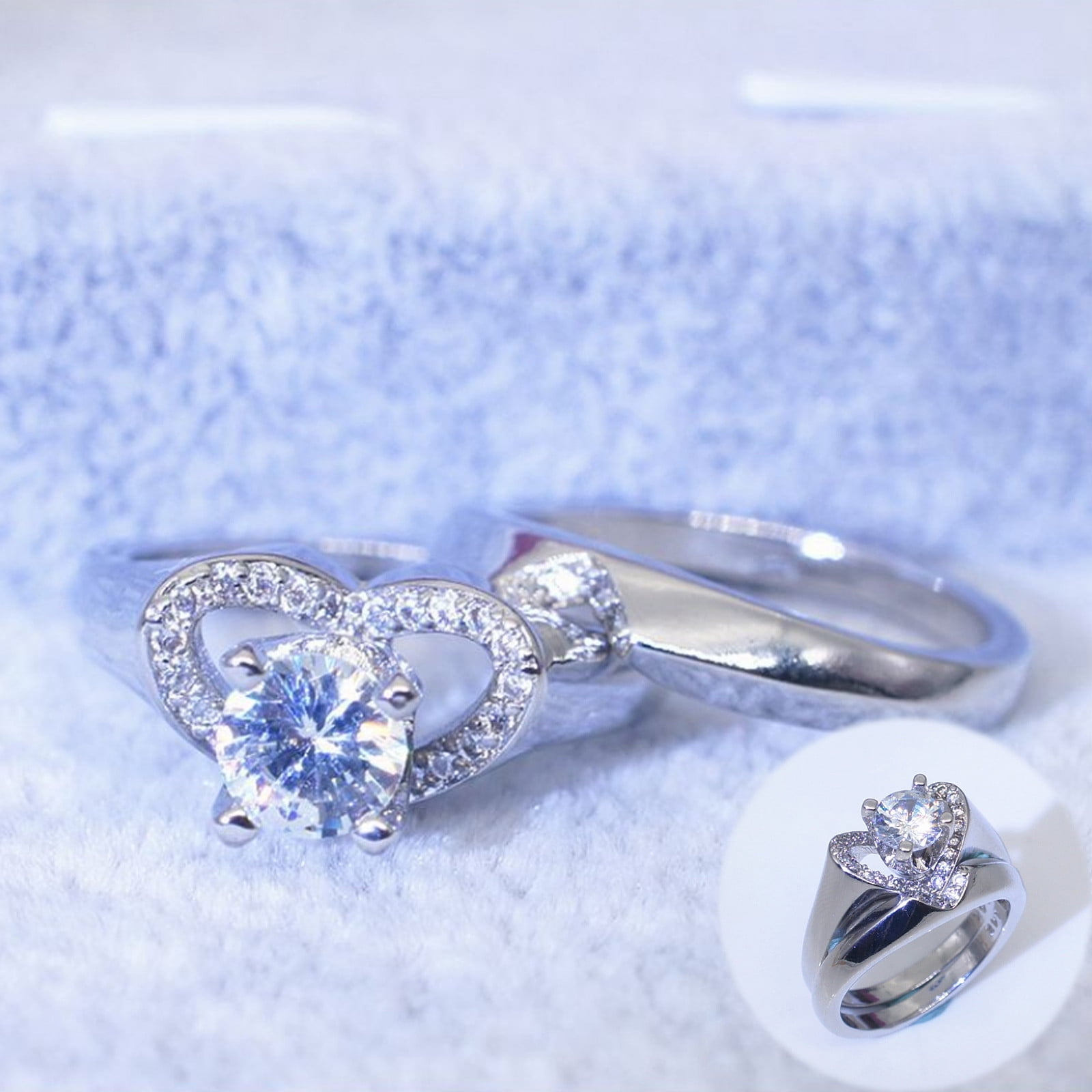 Cyinyin Rings Engagement Rings Fashion Gift for Bridesmaid Heart ...