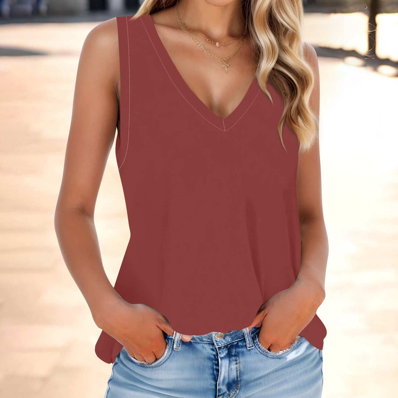 Cyinyin Womens Blouse , Womens Sexy Sleeveless V Neck Wide Straps Crop ...