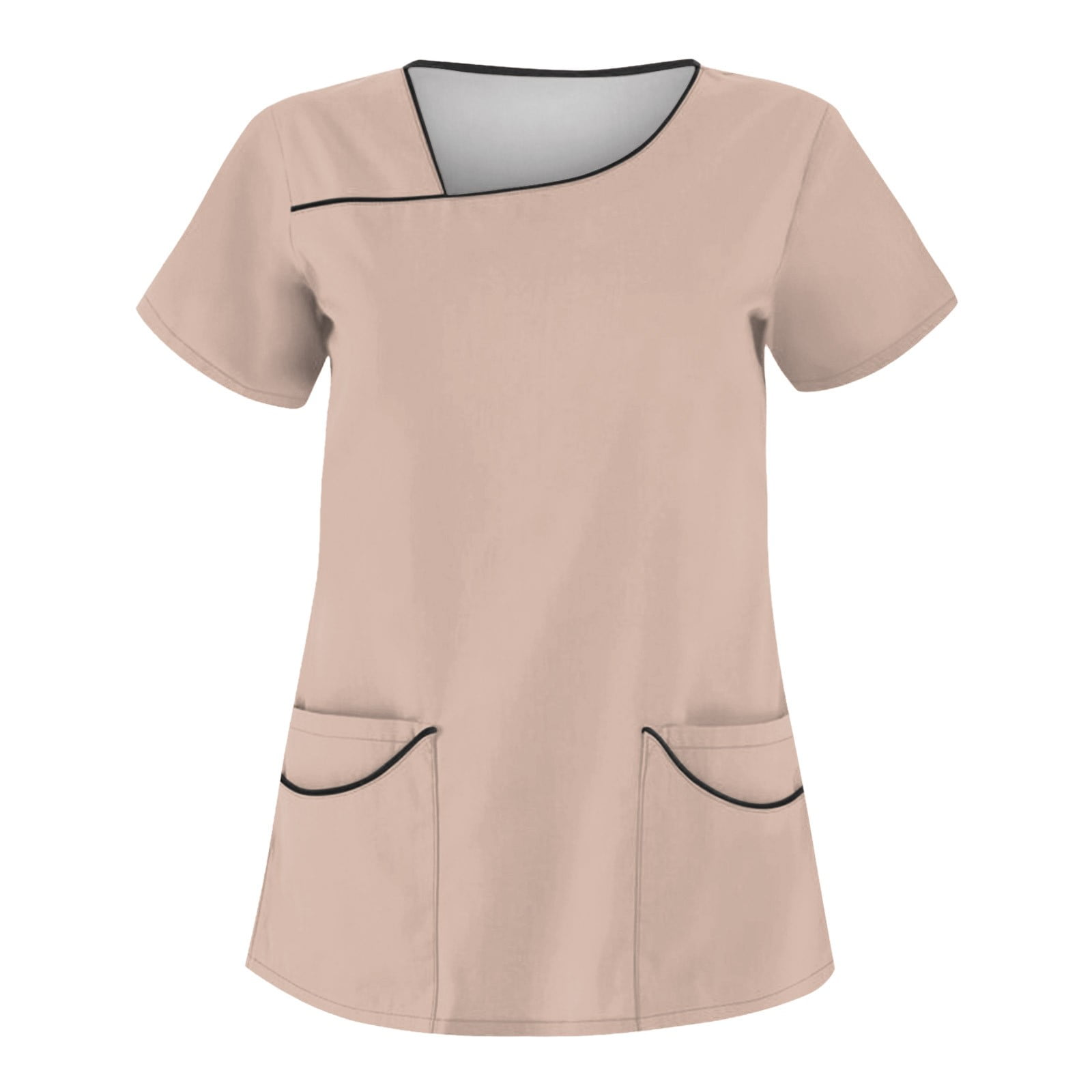 Cyinyin Womens Soild Beige Short Sleeve Nursing Uniform for Women ...