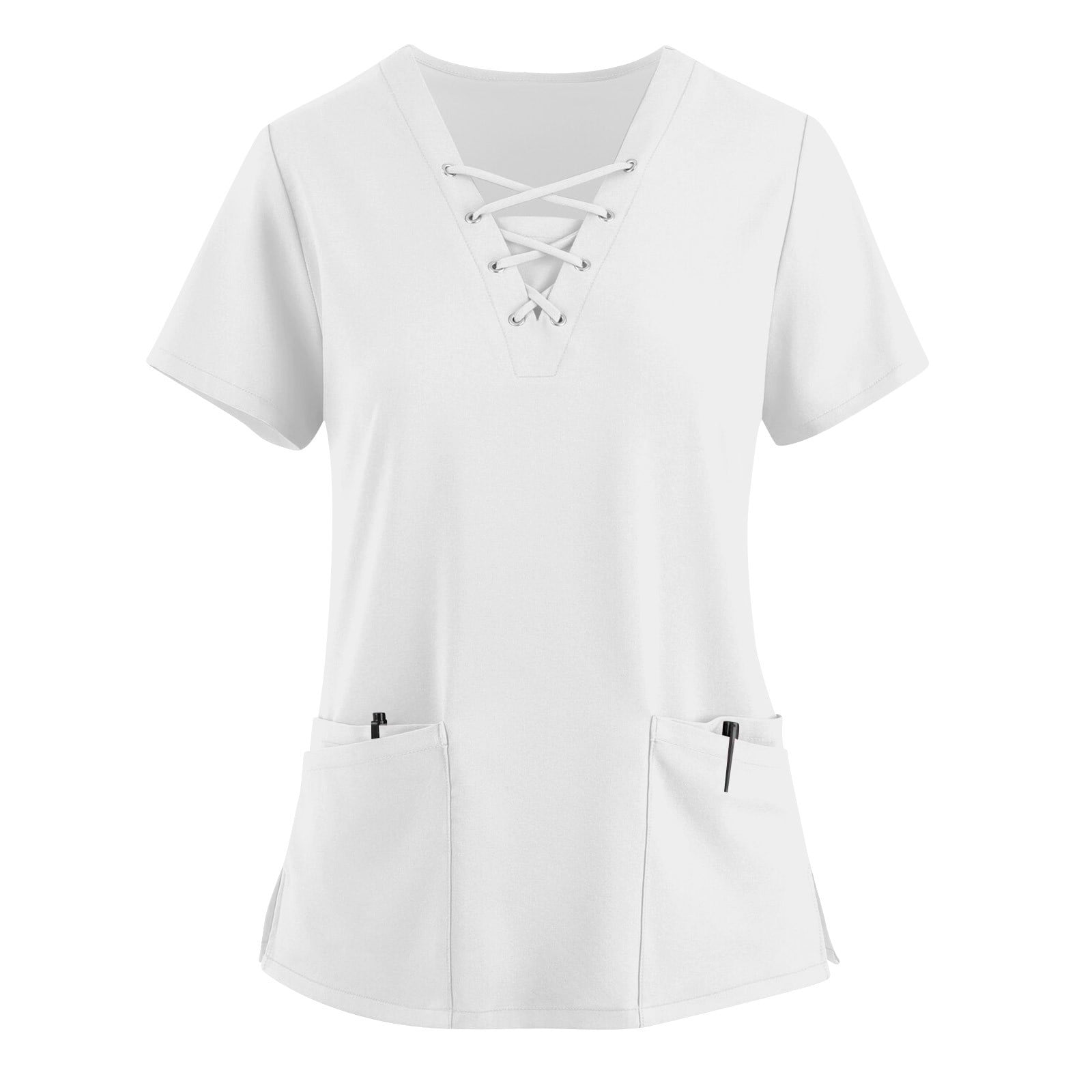 Cyinyin Womens Soild White Short Sleeve Tops for Women , V Neck T ...